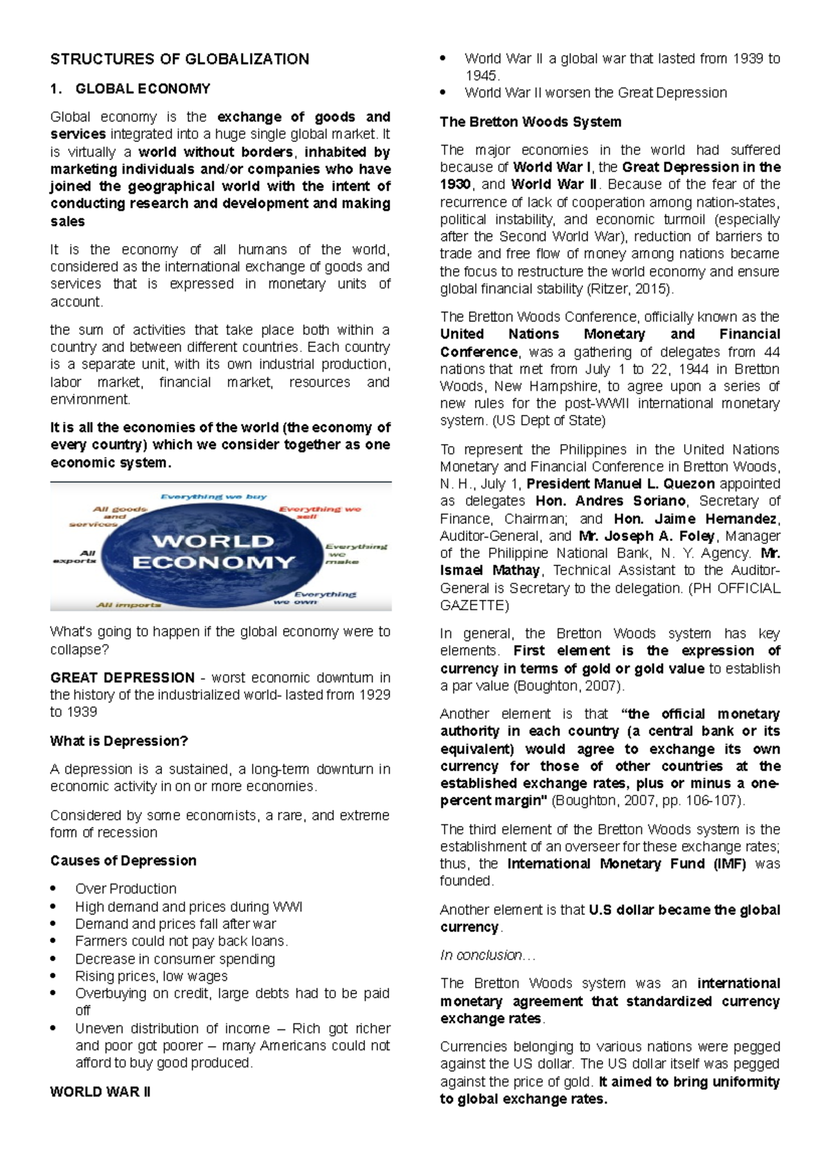 Conworld - Midterm Exam Notes: Structures of Globalization - Studocu