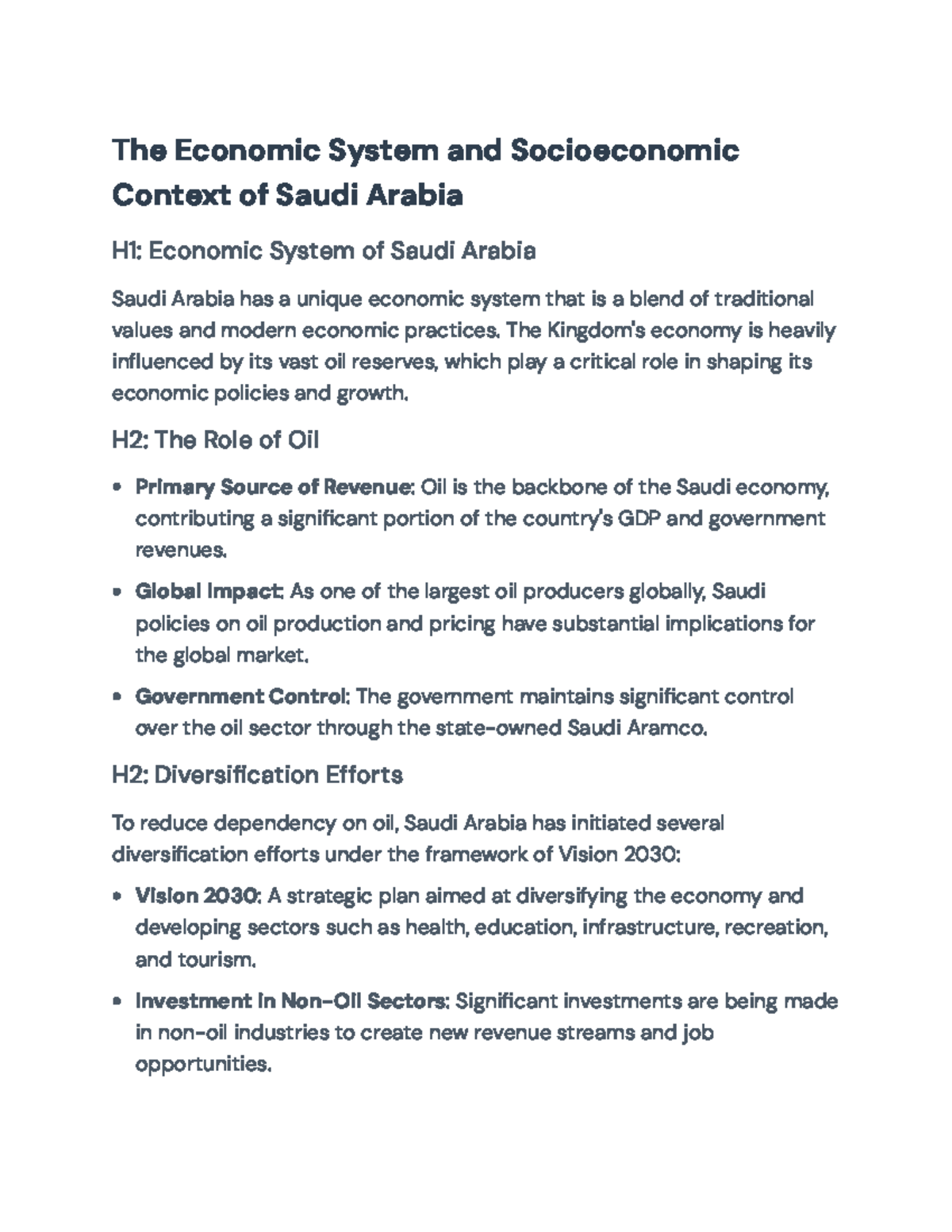 Economic System & Vision 2030: Saudi Arabia's Diversification Strategy ...