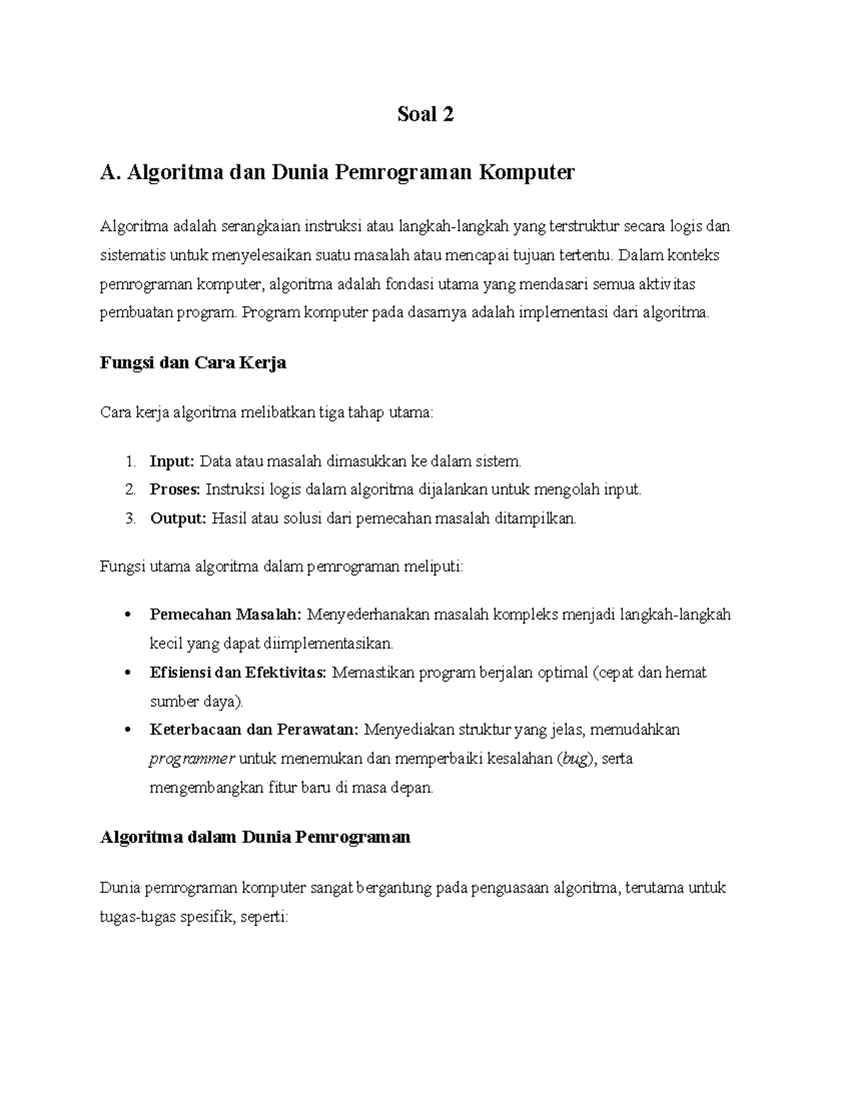 Soal 2 Algoritma dan Pemrograman Komputer: Konsep dan Sejarah Java ...