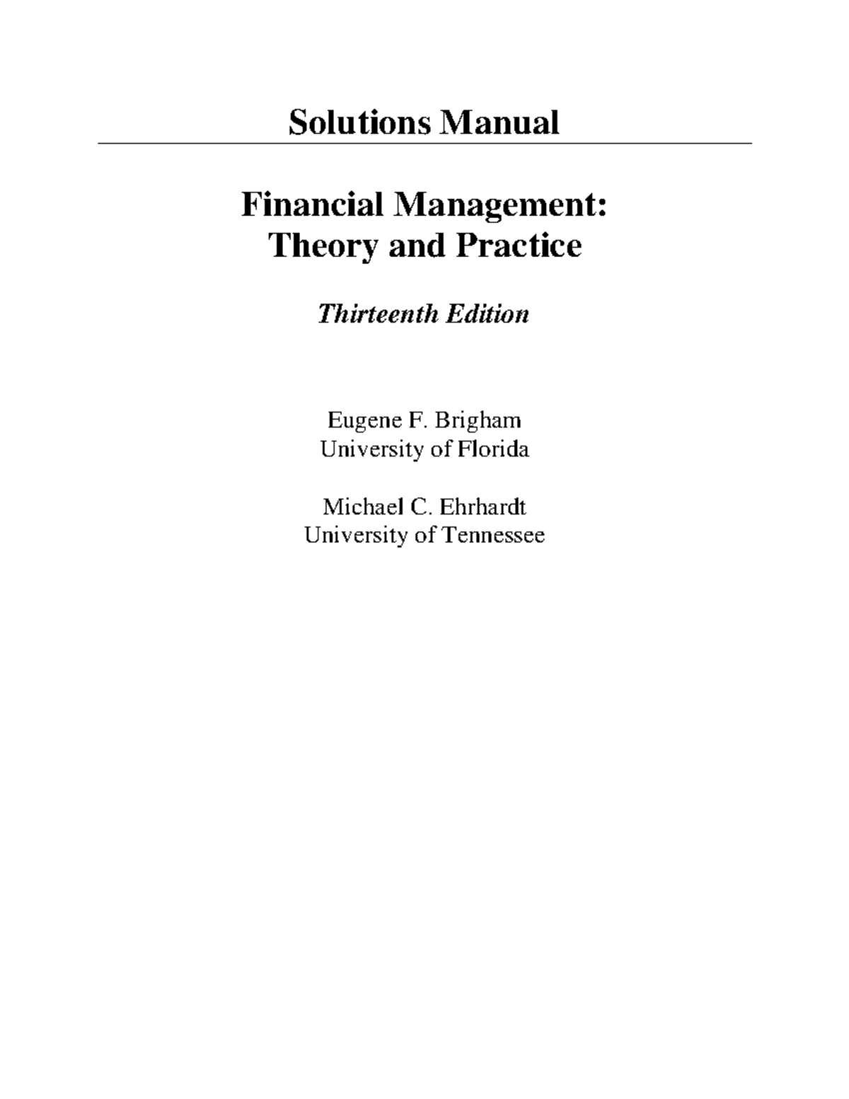 Solutions Manual for Financial Management (FM) - 13th Edition - Studocu