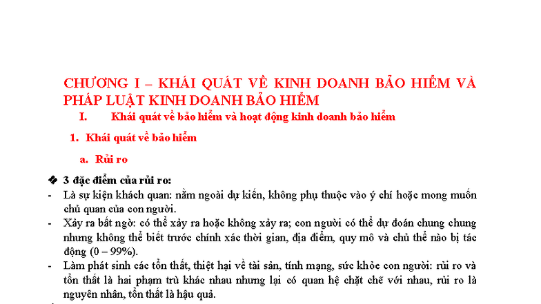 GHI BÀI KDBH: Khái Quát Về Kinh Doanh Bảo Hiểm và Pháp Luật - Studocu