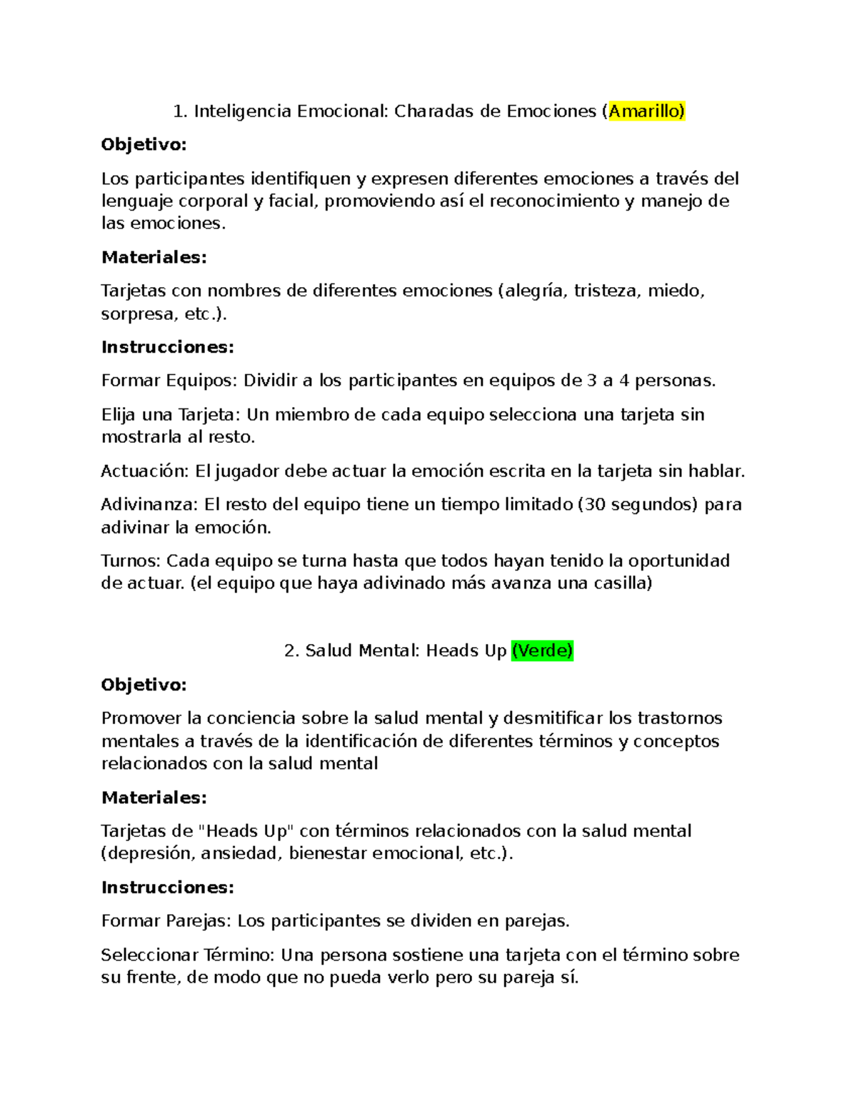 Juegos de Dinámica de Grupo: Inteligencia Emocional y Salud Mental ...