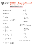 FINC2011 - USyd - Corporate Finance I - Studocu