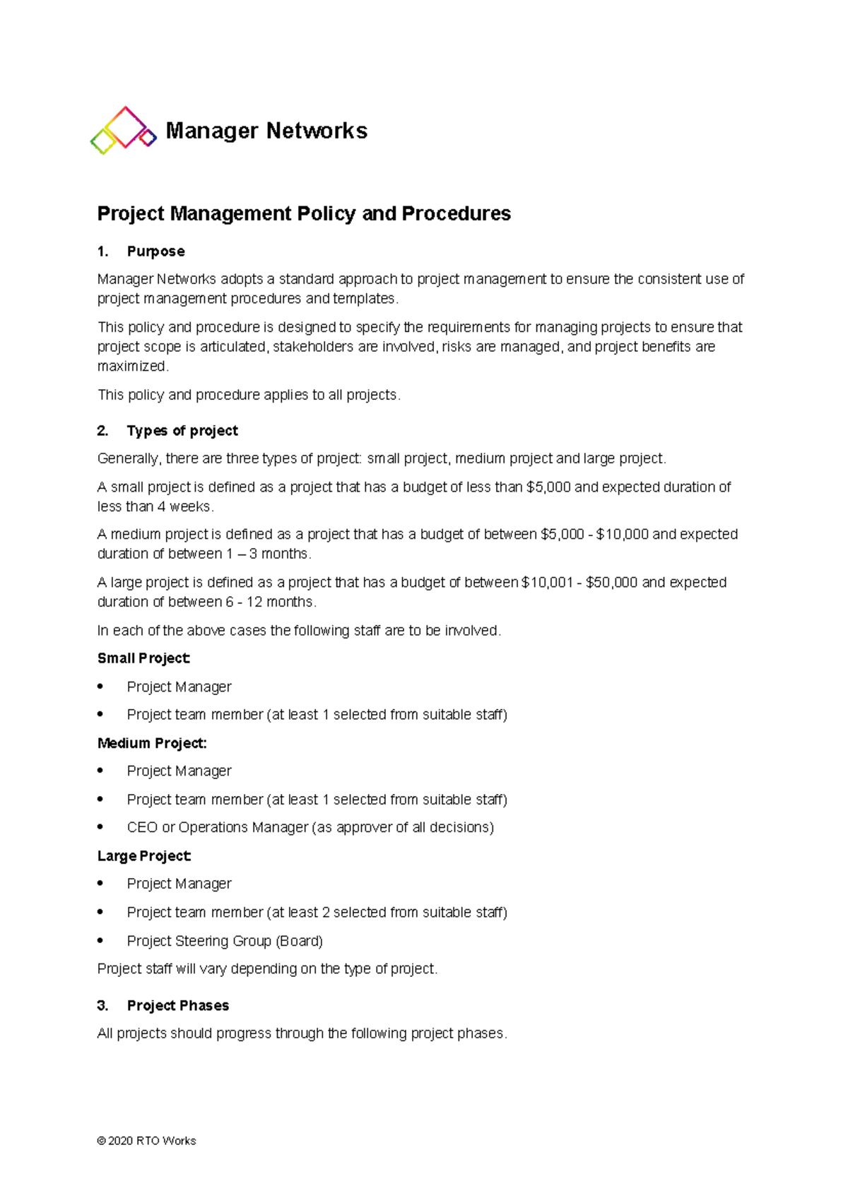 Project Management Policy and Procedures - Manager Networks Project ...