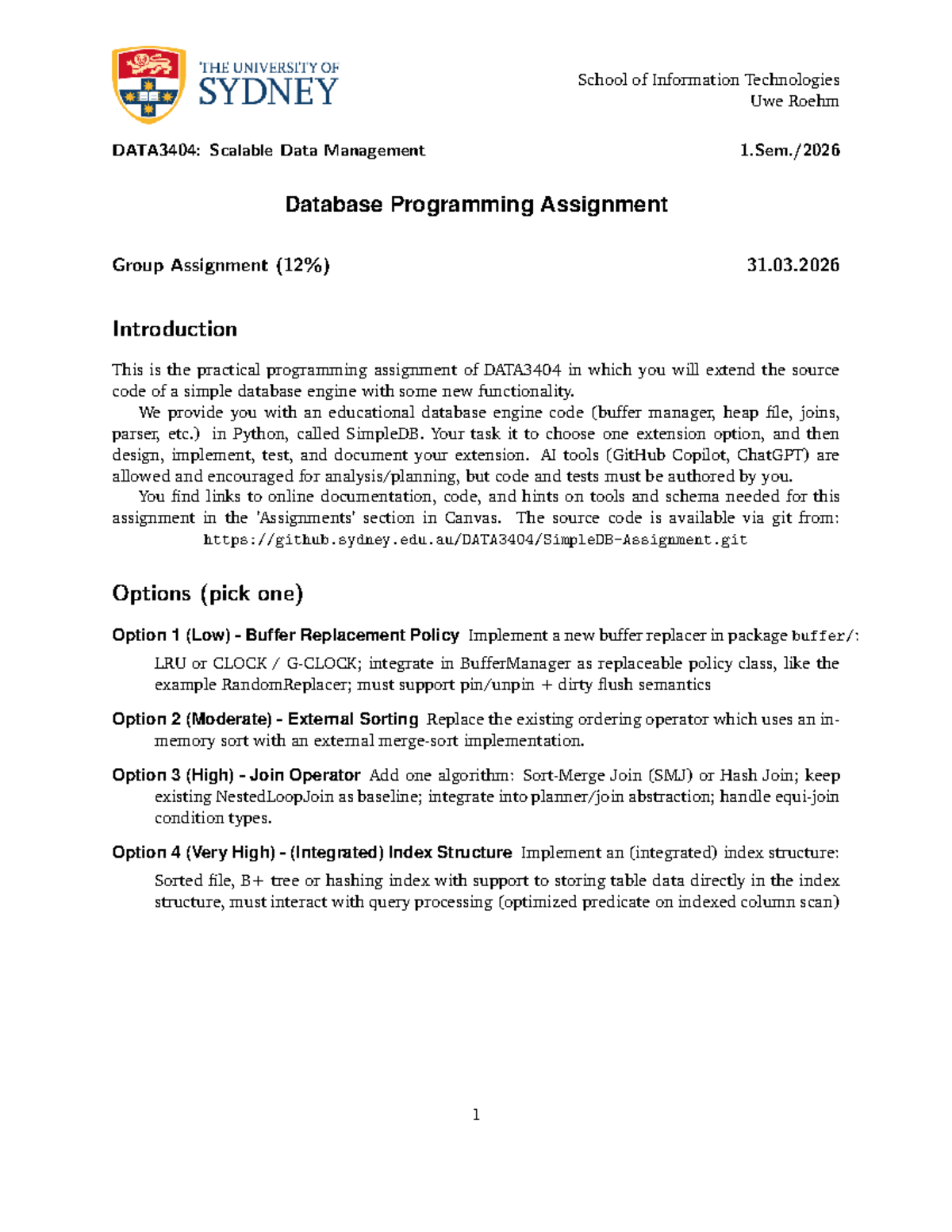 DATA3404: Scalable Data Management Programming Assignment Guide - Studocu