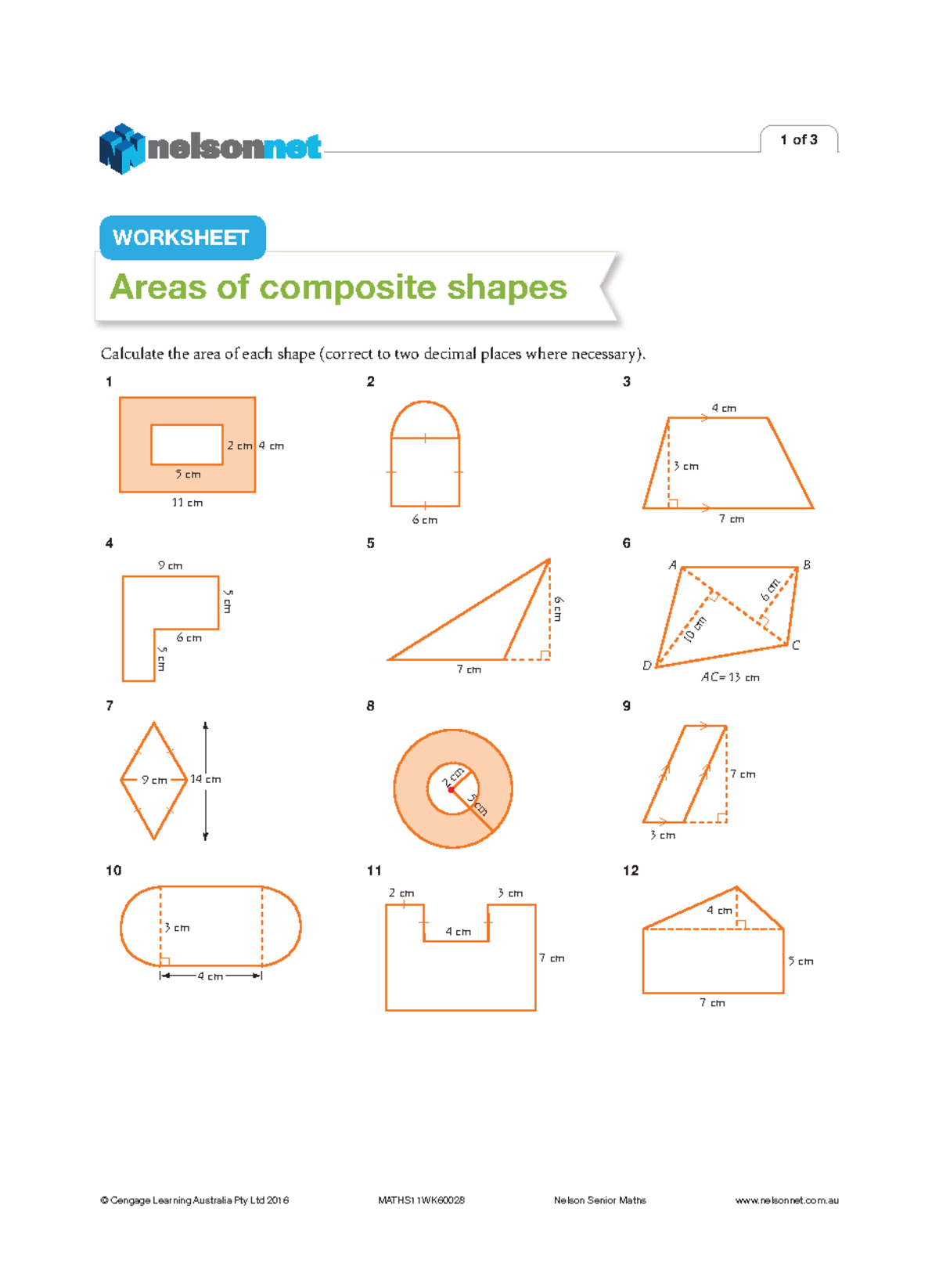 Areas of composite shapes - Areas of composite shapes worksheet 1 of 3 ...
