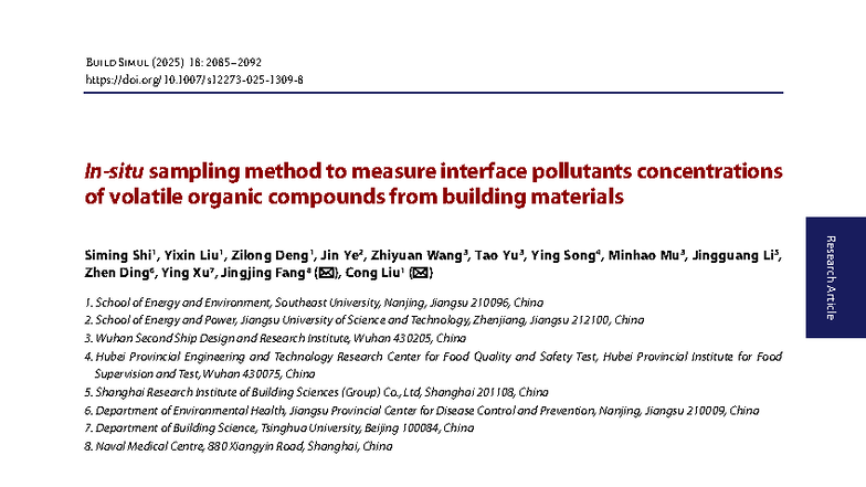 BUILD SIMUL (2025) 18: In-Situ Sampling Method for VOCs from Building ...