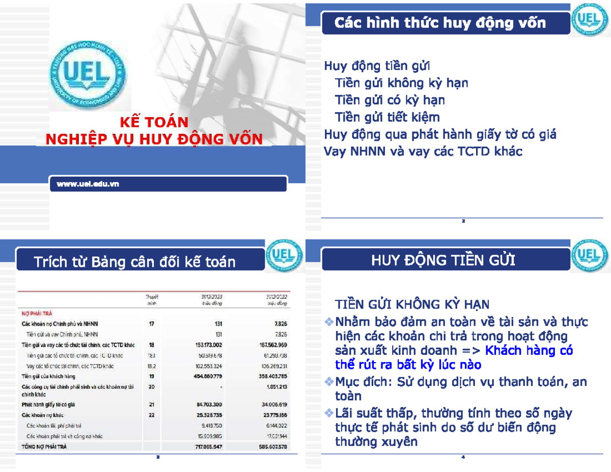 Báo cáo Tình hình Tài chính UEL - KTNH 2023 - Studocu