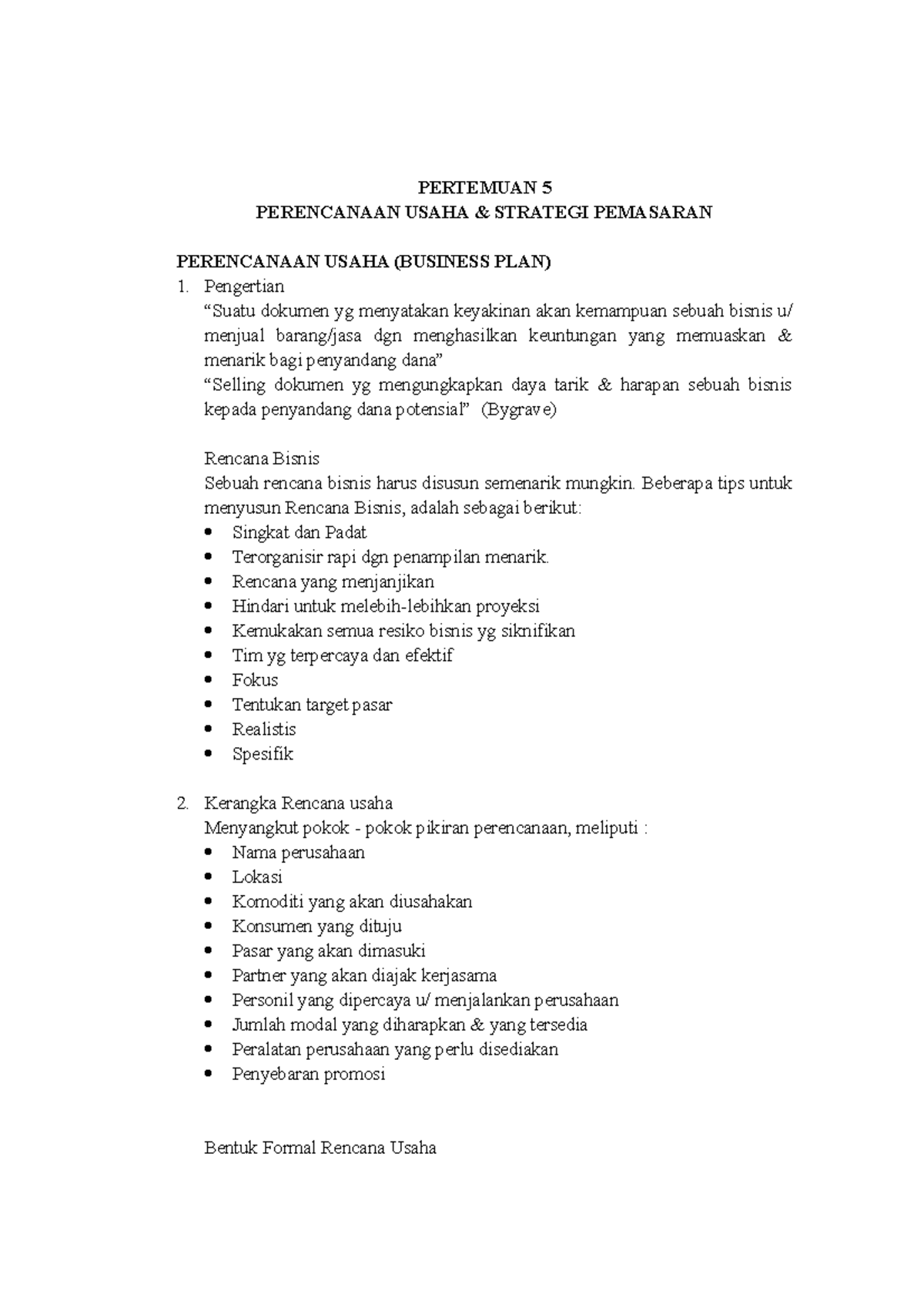 Modul Entrepreneurship Pertemuan 5 Perencanaan Usaha dan Strategi ...