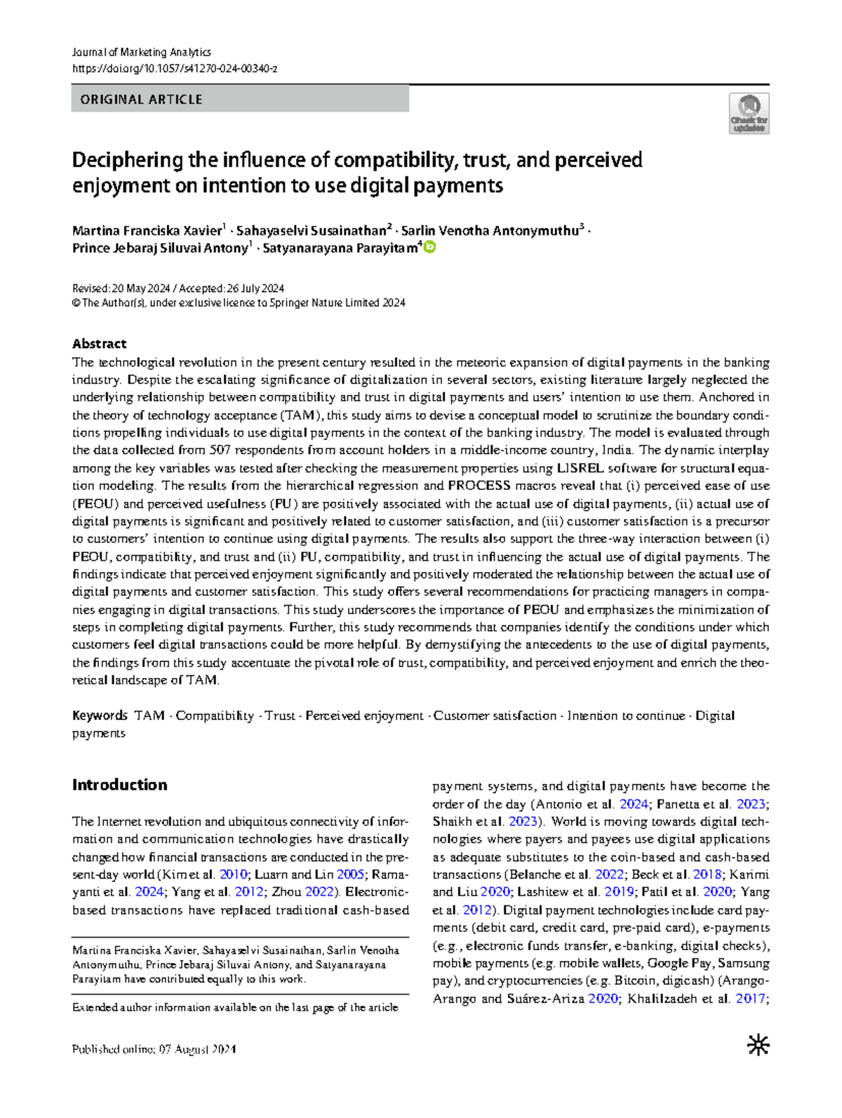 Deciphering Compatibility, Trust, and Enjoyment in Digital Payments ...