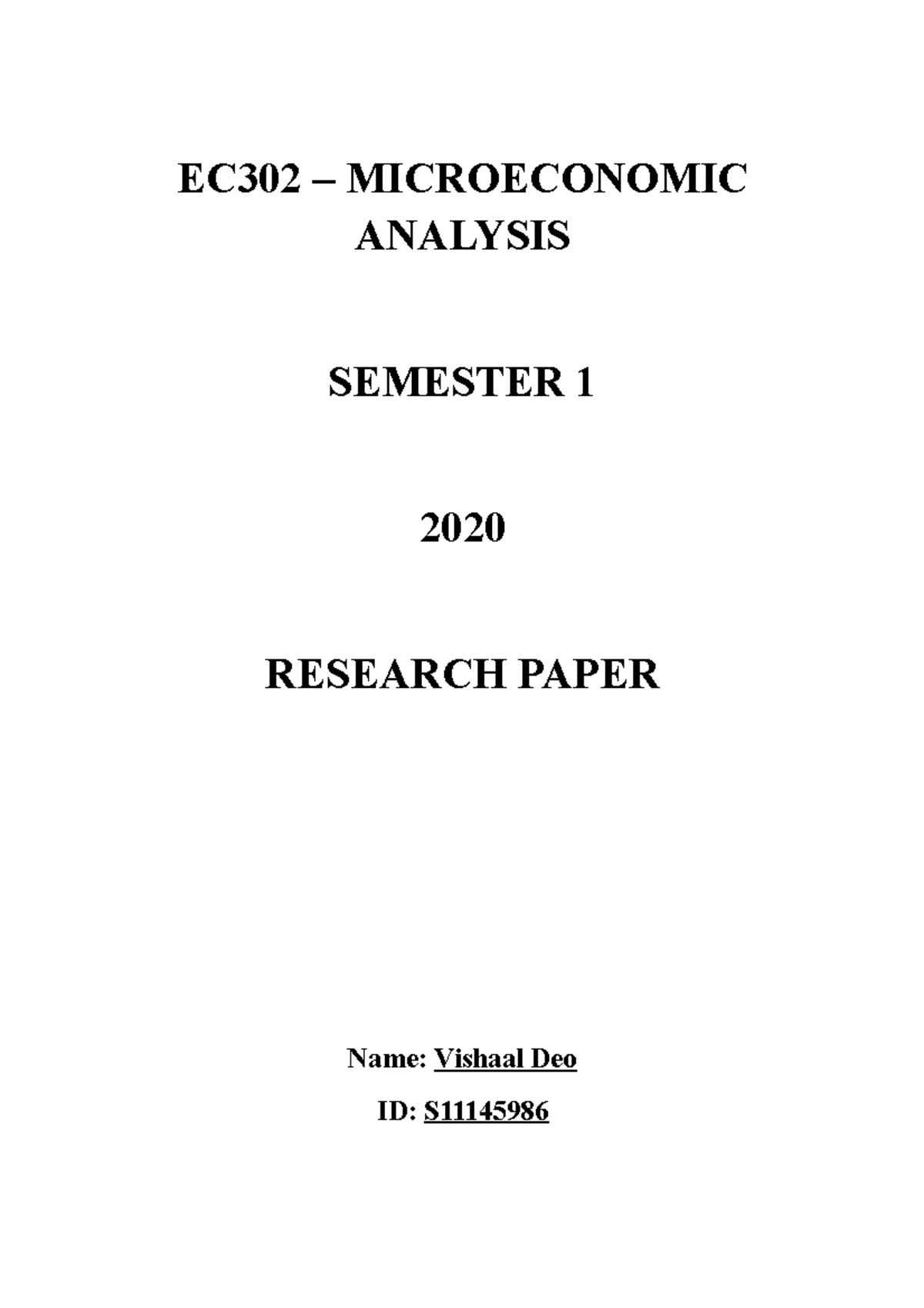 EC302 – Microeconomic Analysis Research Paper on National Budget 2020 ...