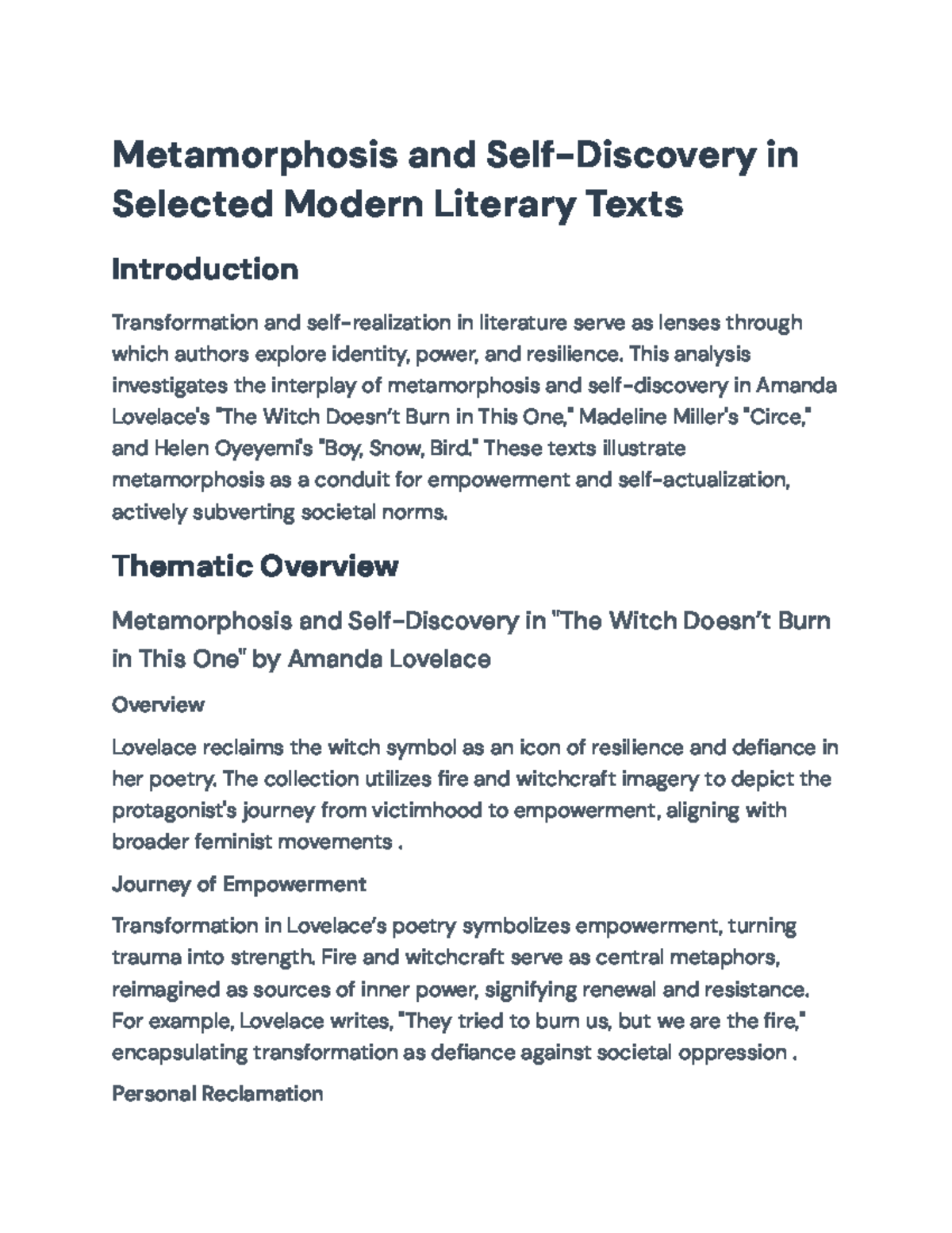 Metamorphosis and Self-Discovery in Modern Lit: Key Texts Analysis ...