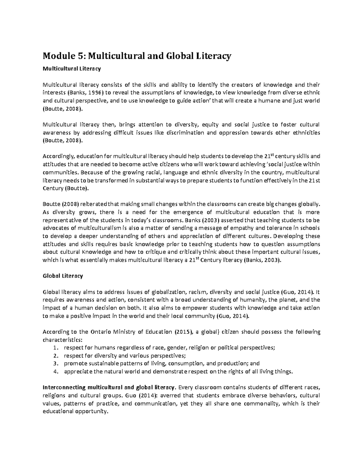 Module 5 Multicultural and Global Literacy - Module 5: Multicultural ...
