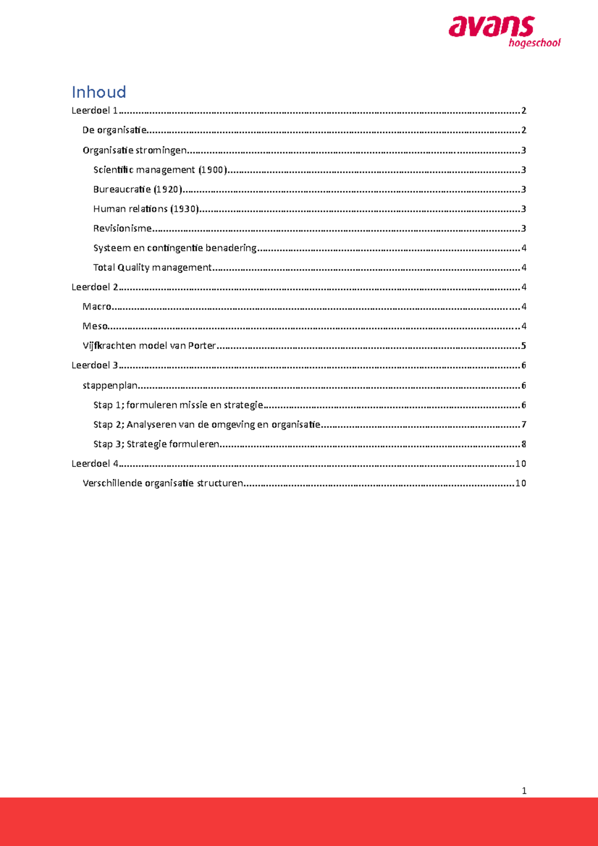 Samenvatting M&O - Inhoud Leerdoel - Studeersnel