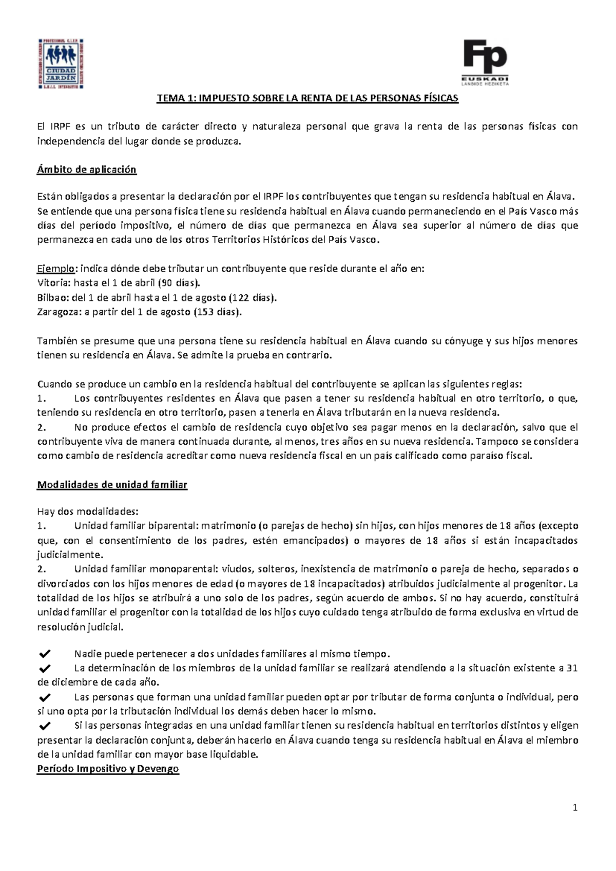 Tema 8 - IRPF: Análisis y Obligaciones Fiscales - FVHK - Studocu