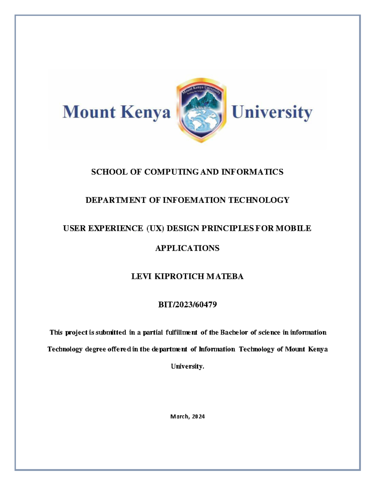 UX Design Principles for Mobile Apps: A Research Proposal (IT 101 ...