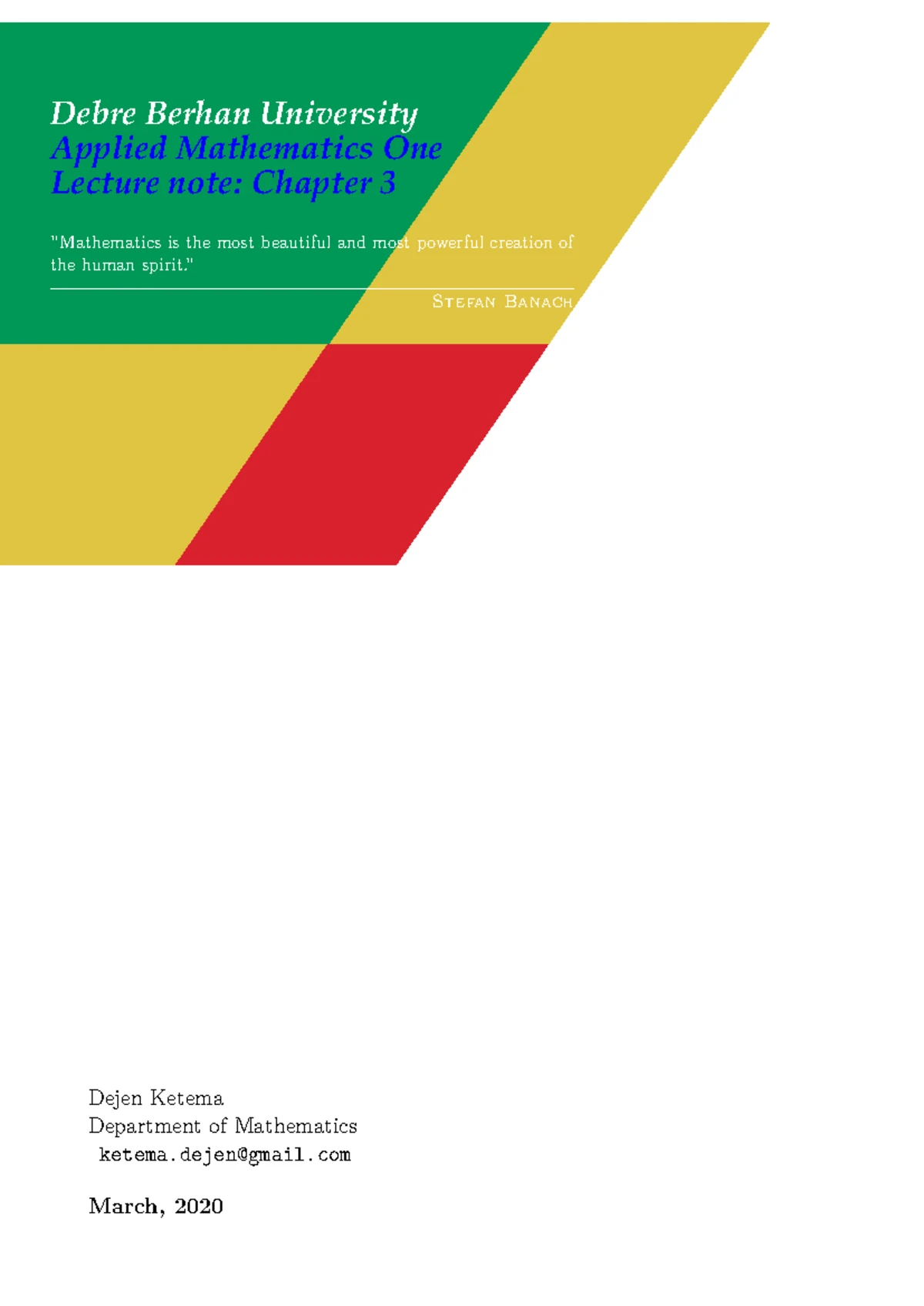 2.3 Applied-1-ch3 - Lecture notes 3 - Debre Berhan University Applied ...