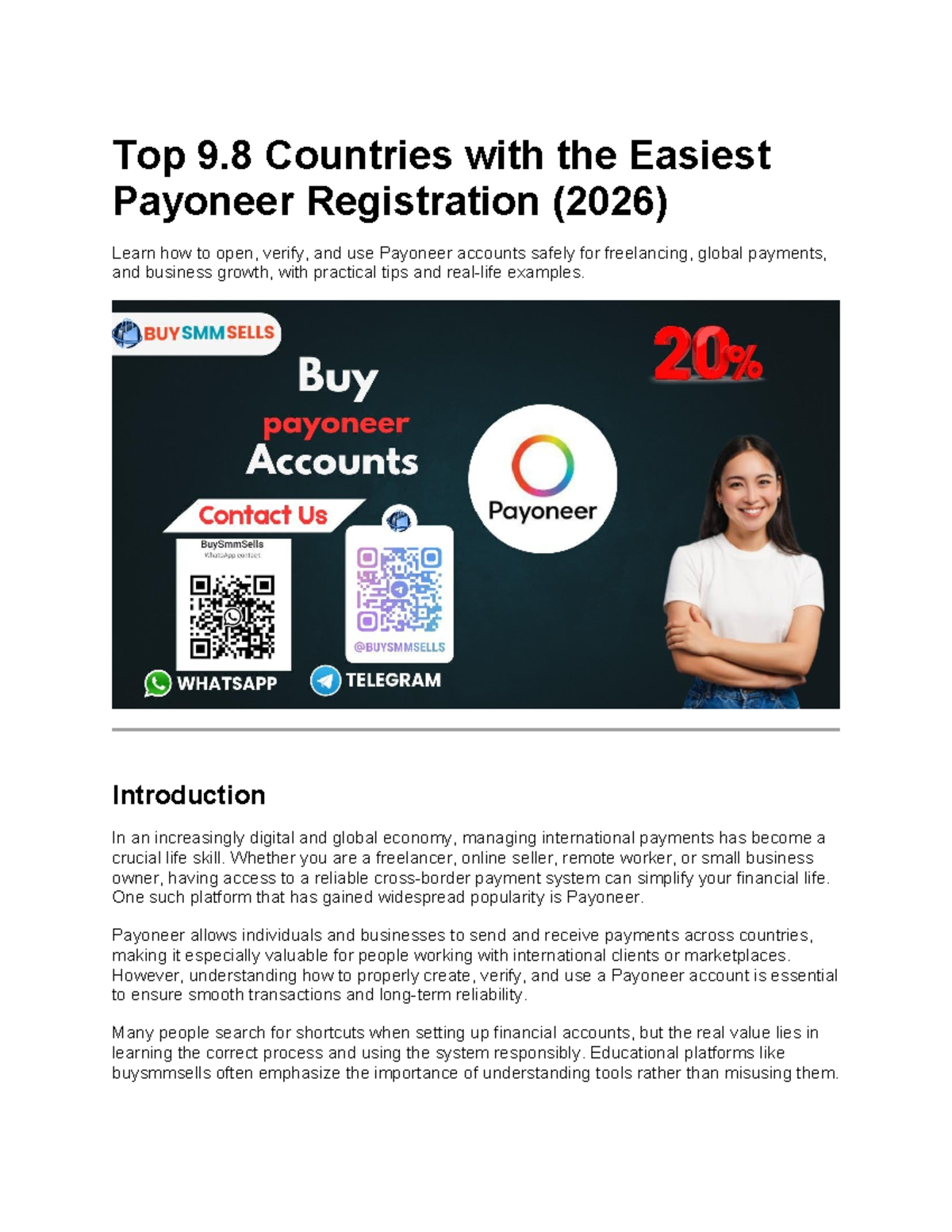 Top 9.8 Countries for Easy Payoneer Registration (2026) Guide - Studocu