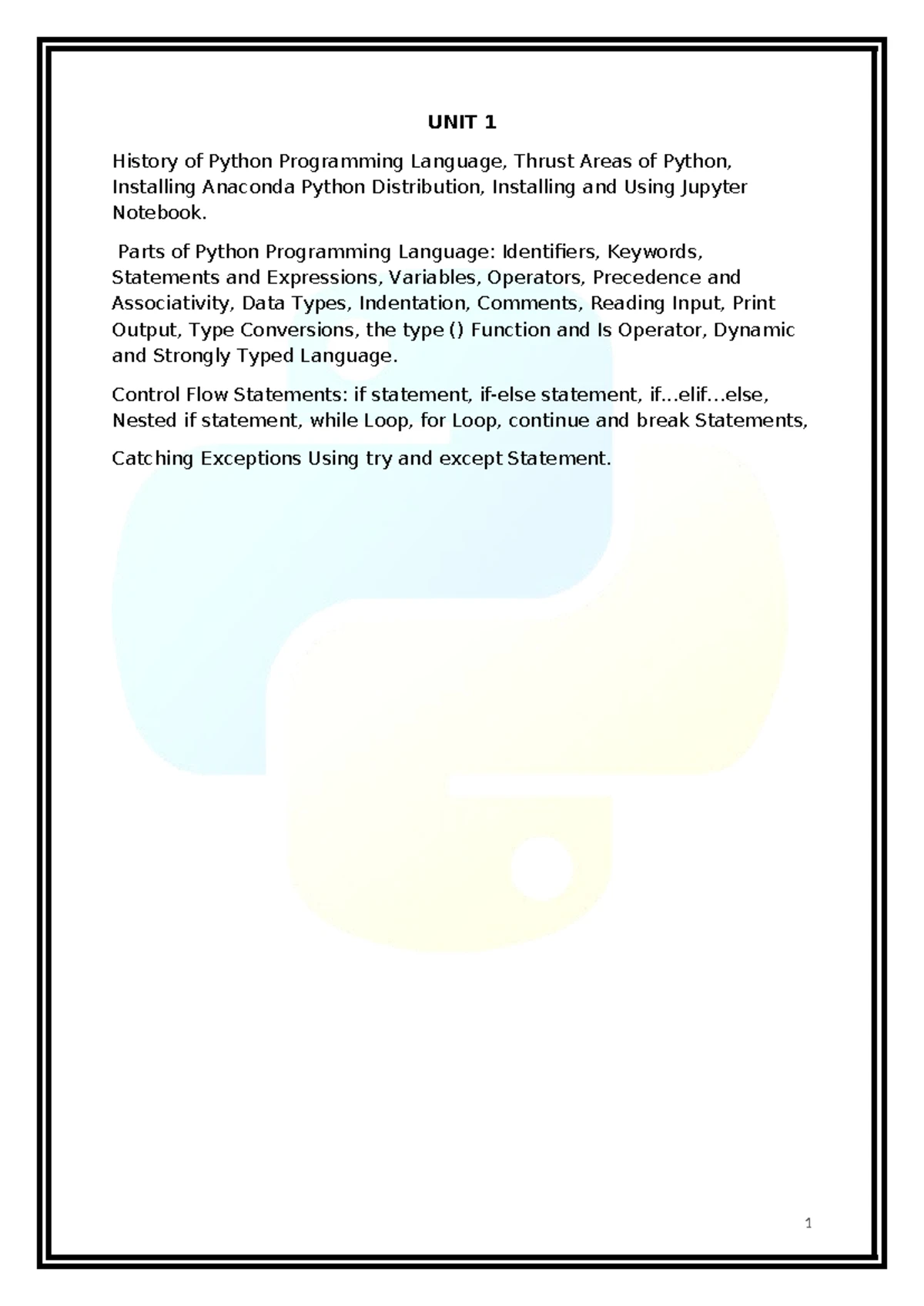Unit 1 History Of Python Programming Key Areas And Anaconda Setup