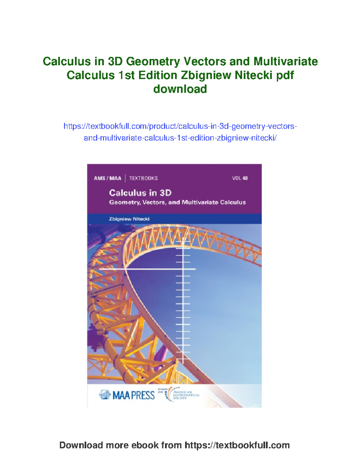 Calculus in 3D Geometry: Vectors & Multivariate Calculus (1st Ed ...