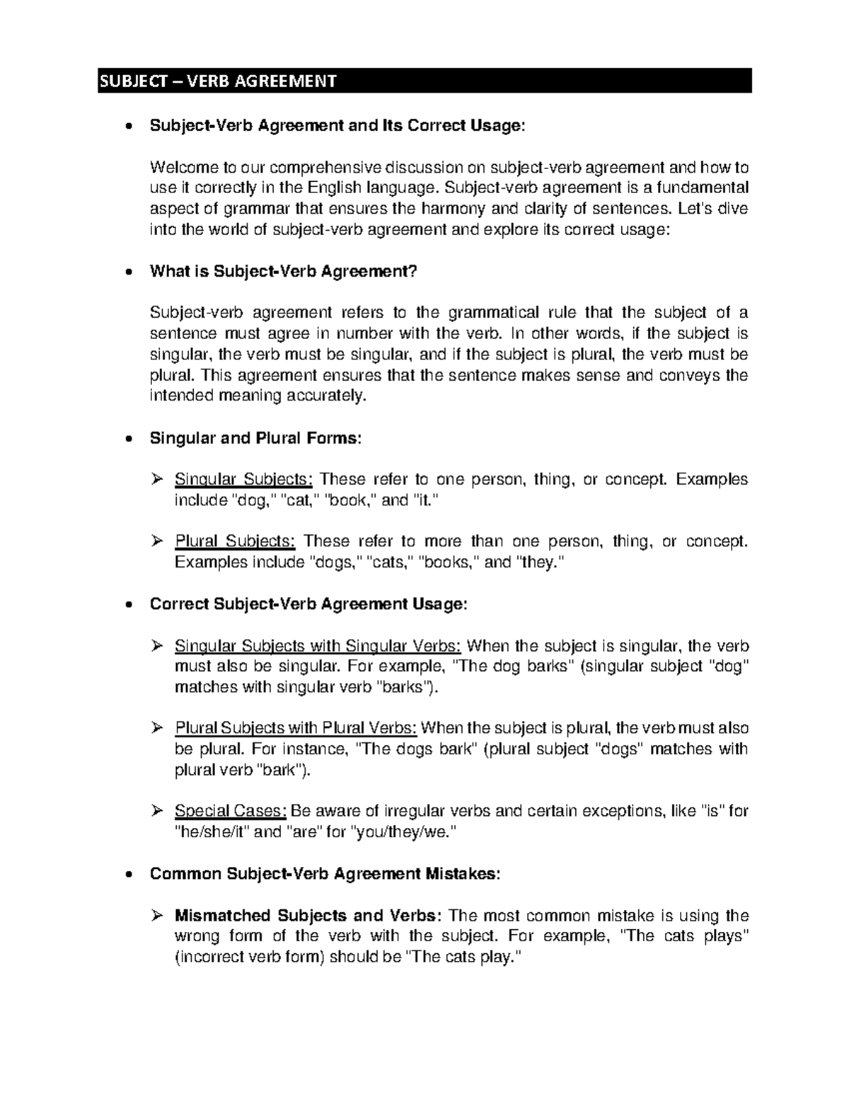 D2952976 33474842 Subject-Verb Agreement: Rules & Usage Guide - Studocu