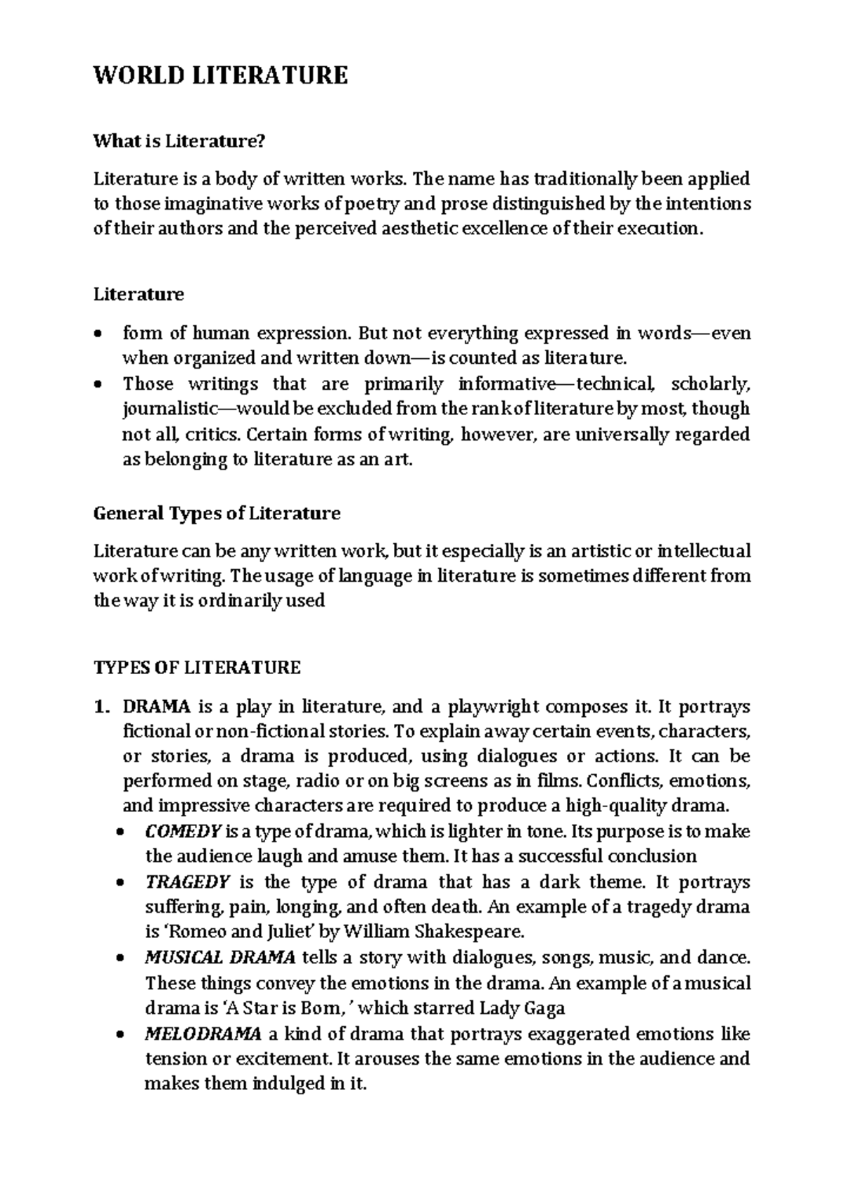 World Literature Prelims - WORLD LITERATURE What is Literature ...