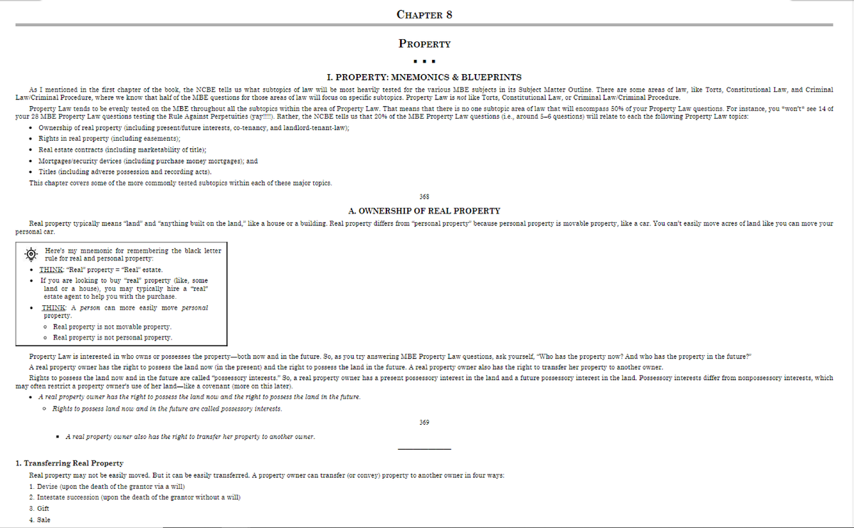 Property - Bar Prep from Salinas Mnemonics - CHAPTER 8 PROPERTY I. PROPERTY: MNEMONICS ...
