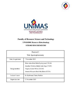Exercise 1 biochem - Biochemistry / Biokimia - Section A 1) D 2) B 3) B ...