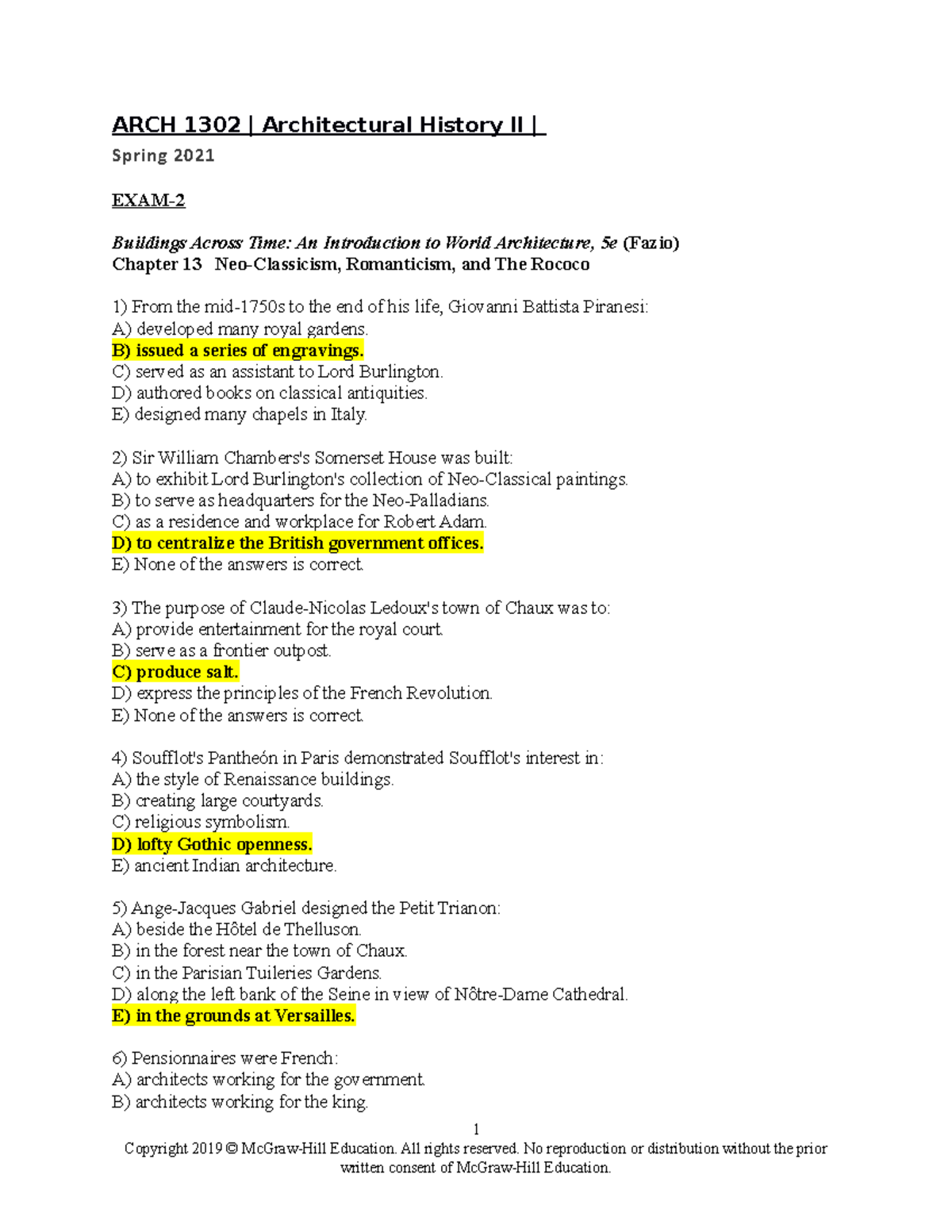 ARCH-1302 EXAM-2 - ARCH 1302 | Architectural History II | Spring 2021 ...