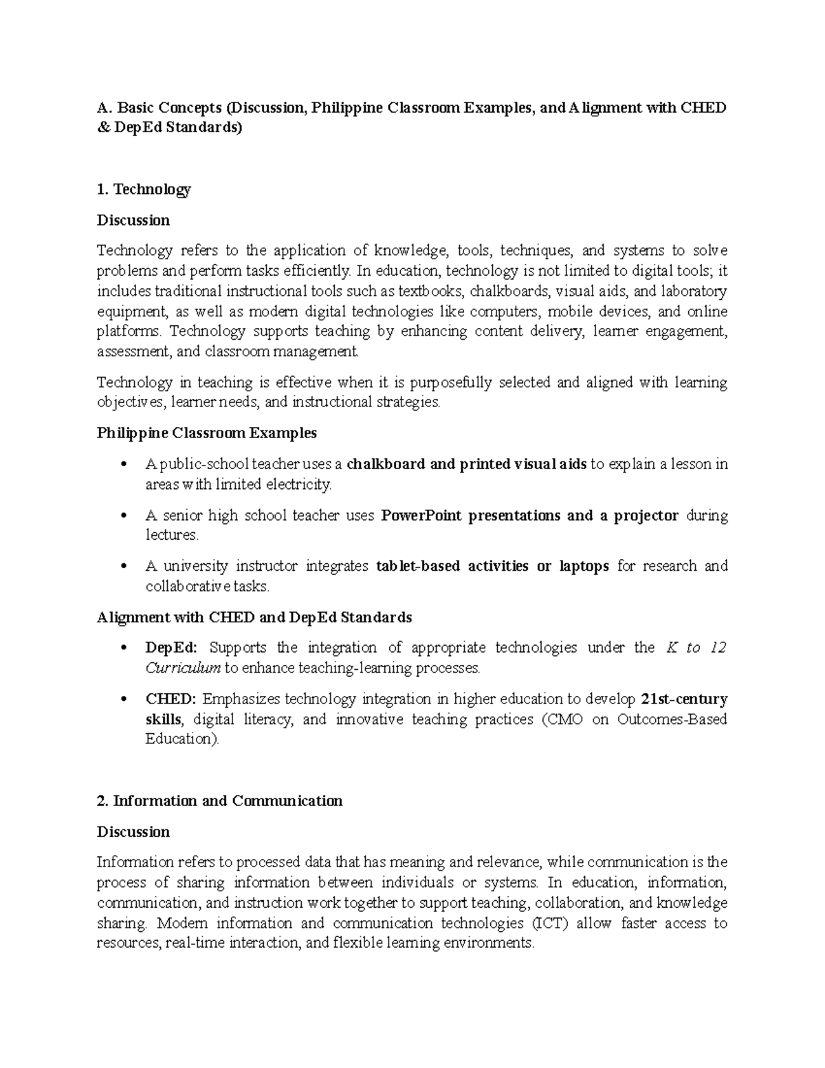 Unit 1: Introduction to Technology in Education (CHED & DepEd Standards ...