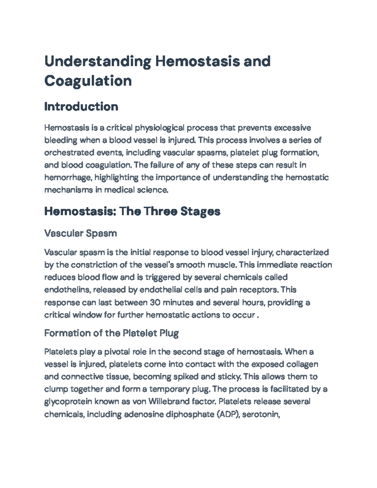 Understanding Hemostasis and Coagulation: Mechanisms and Disorders - Understanding Hemostasis ...