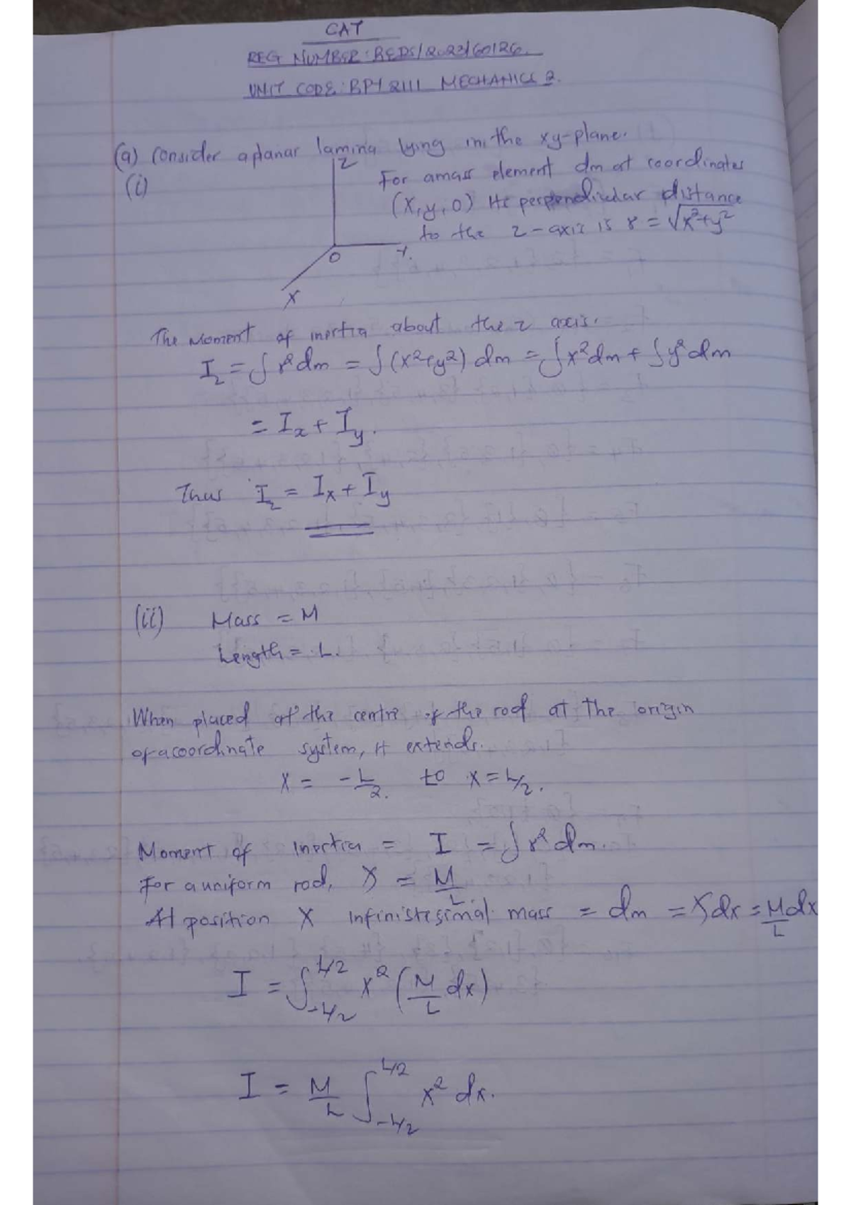 CAT BPY Mechanics 2: Moment of Inertia and SHM Concepts - Studocu