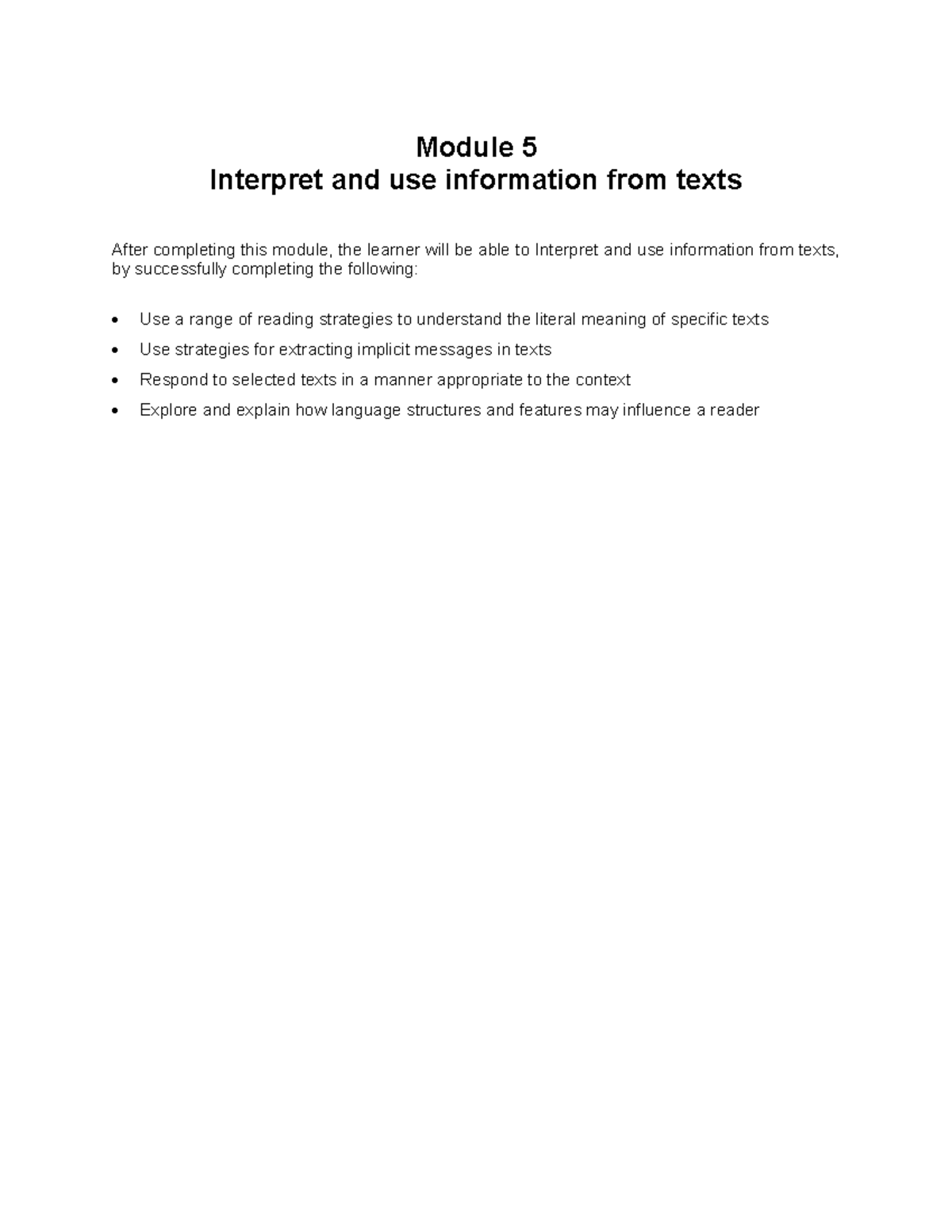 Module 5: Strategies for Interpreting Texts Effectively - Studocu