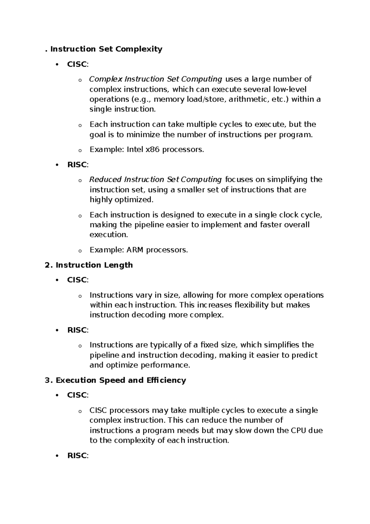CISC vs RISC: Instruction Set Complexity in Computer Organization - Studocu