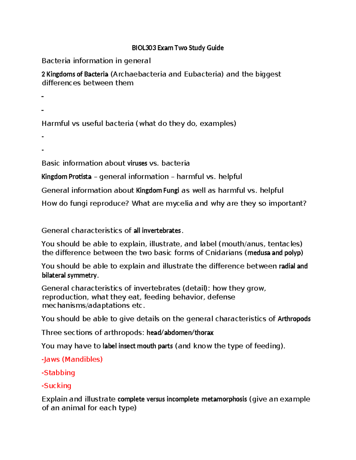 Biological Classification Study Guide: Arthropods, Amphibians, Reptiles ...