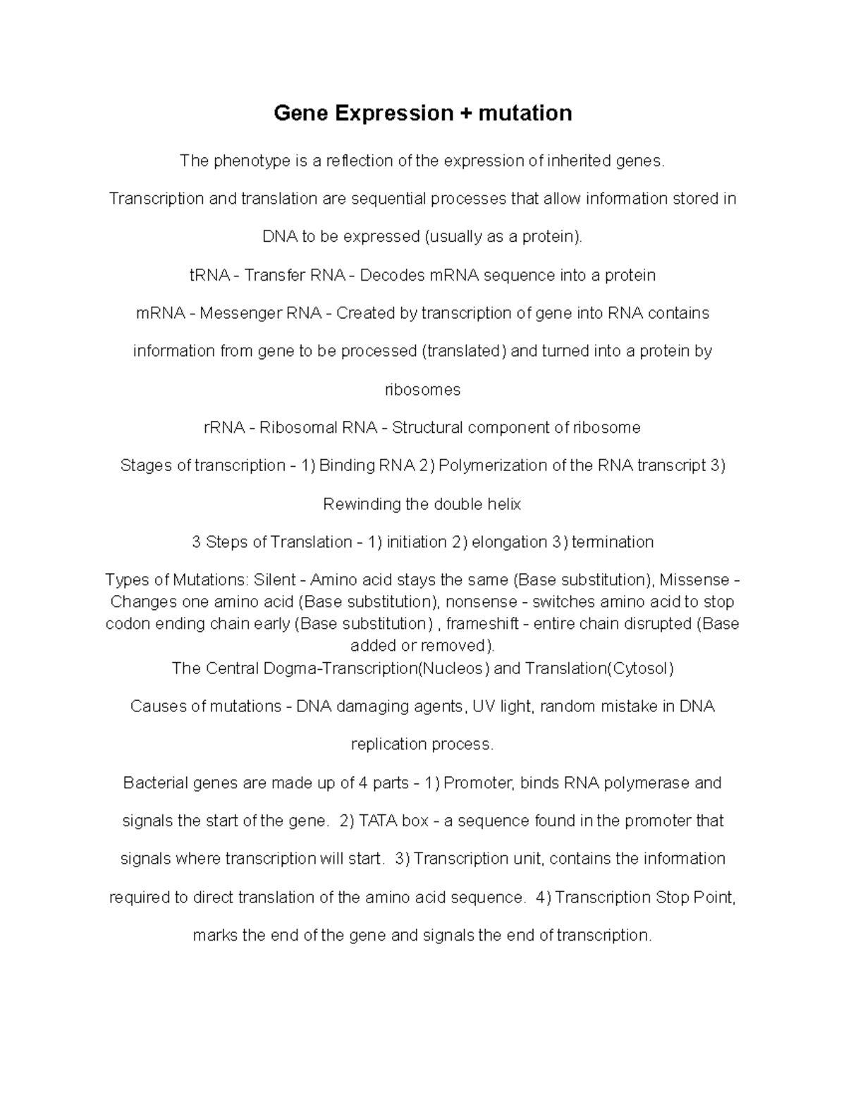 Biology 120: Gene Expression & Cellular Respiration Exam Review - Studocu