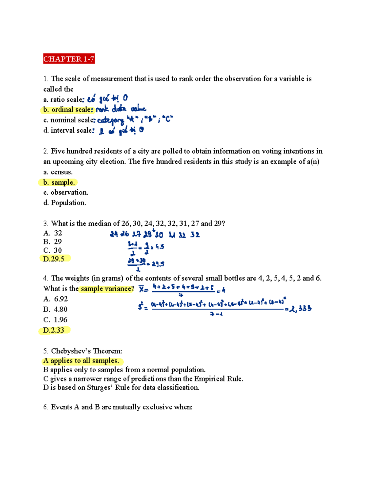 统计学 CHAPTER 1: Measurement Scales and Data Analysis - Studocu