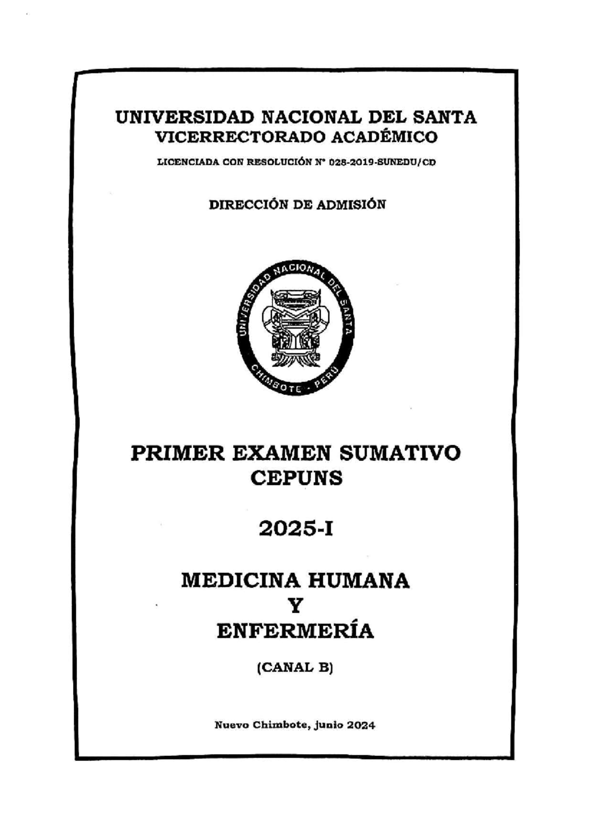 Examen Sumativo Medicina Humana 2025-I - Primer Examen CEPUNS - Studocu