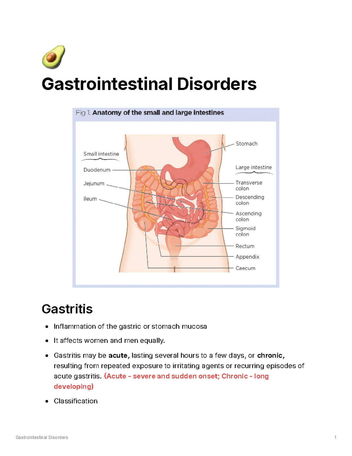 Gastrointestinal Disorders: Comprehensive Notes on Gastritis and More ...