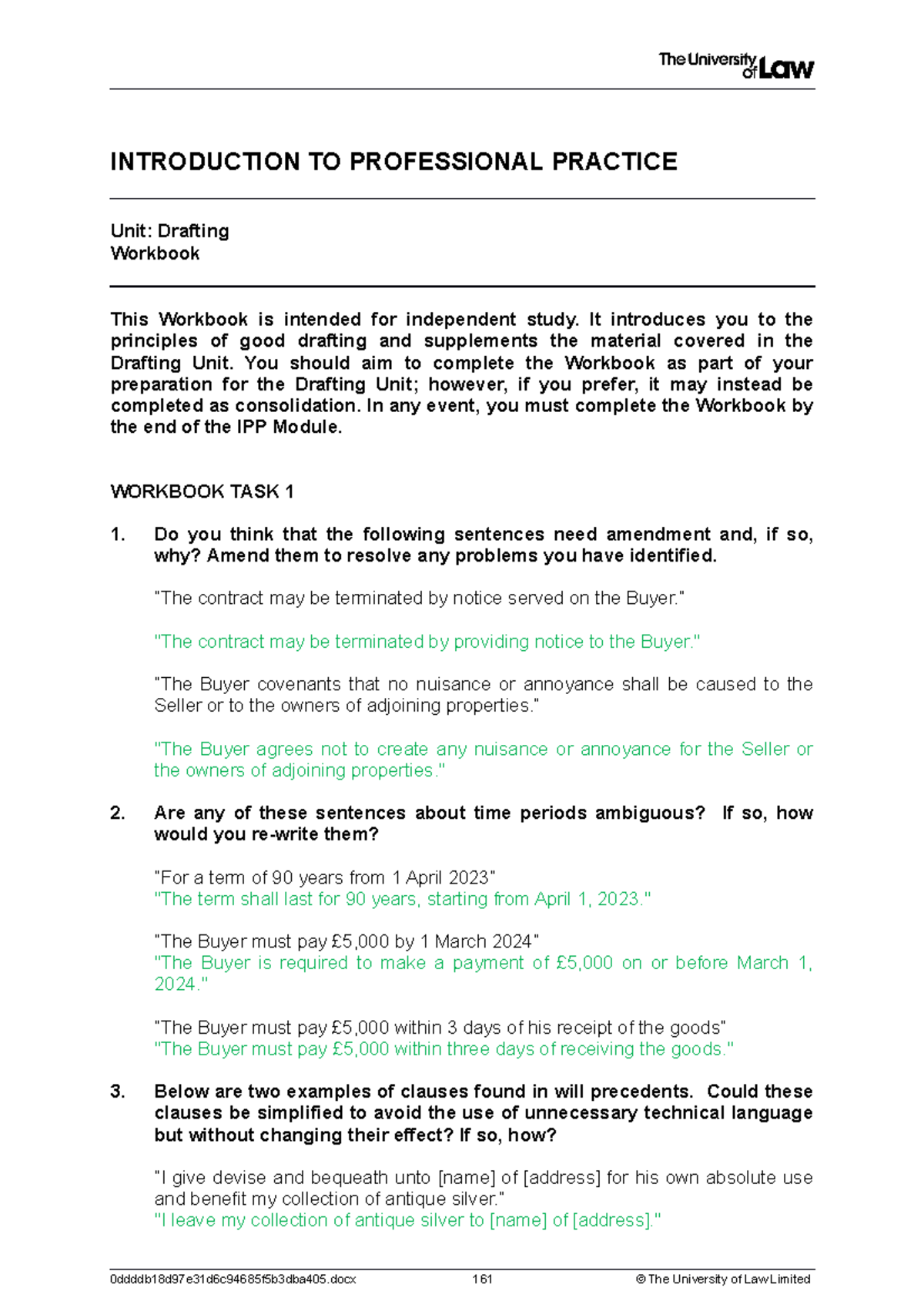 2324 IPP WS Drafting CE01 Workbook - Principles of Good Drafting - Studocu