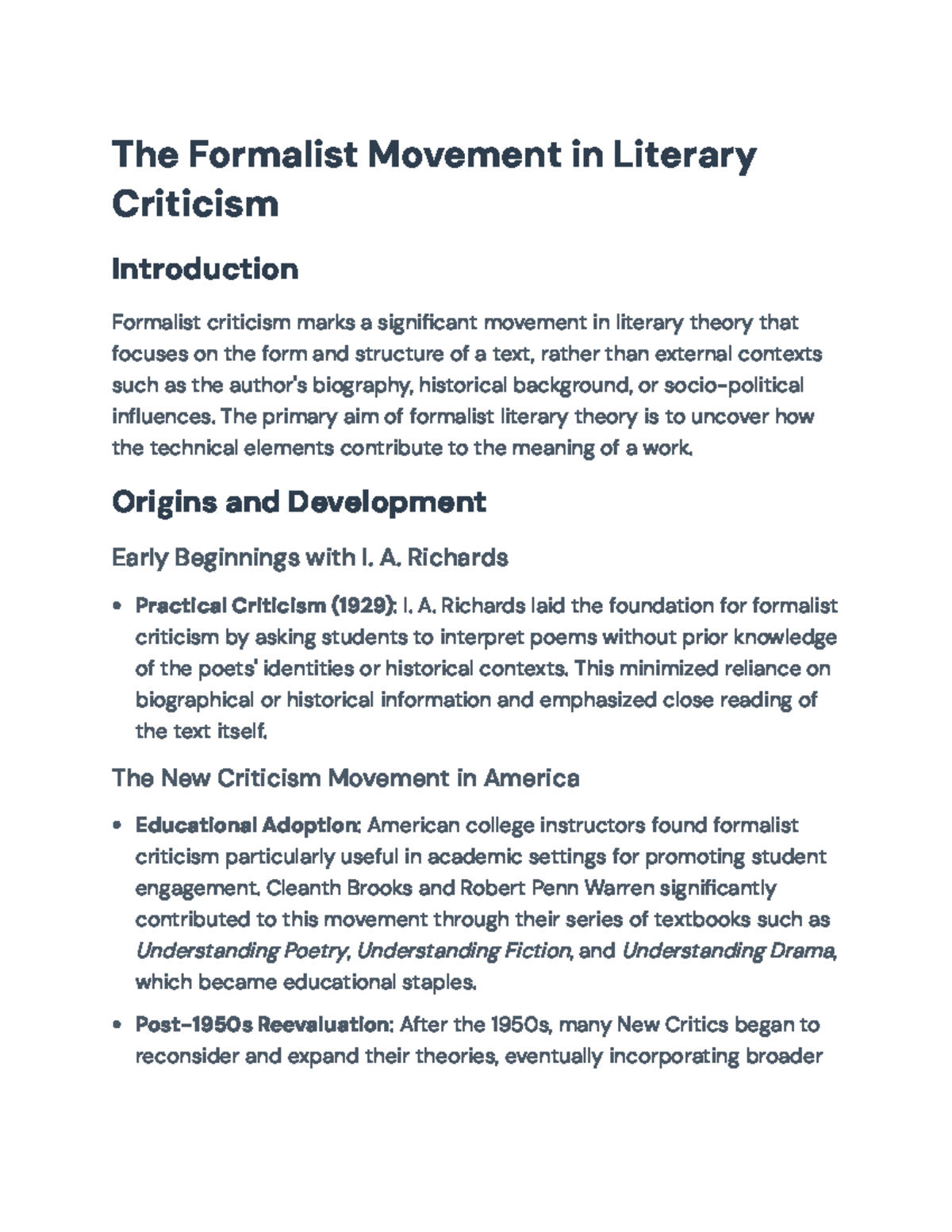 Formalist Criticism: Analyzing Texts Independently of Context - The ...