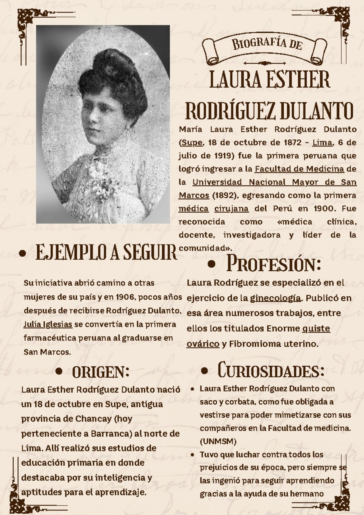 Documento A4 Biografía Vintage Clásica Beige - LAURA ESTHER RODRÍGUEZ DULANTO B i o g r a f í a ...