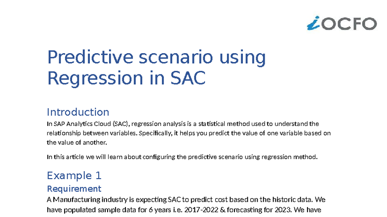Regression Analysis in SAP Analytics Cloud (SAC) - Studocu