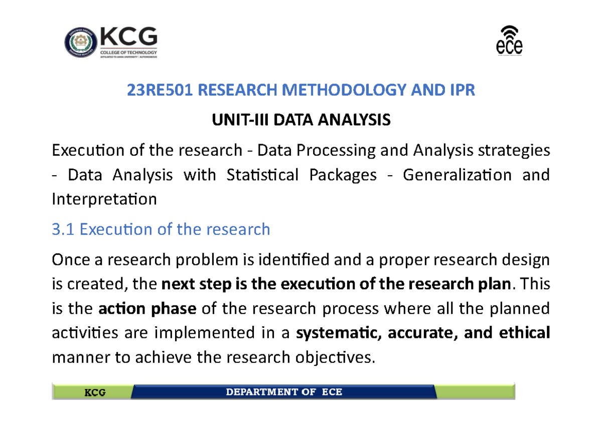 23RE501 RESEARCH METHODOLOGY: Data Execution & Analysis Strategies ...