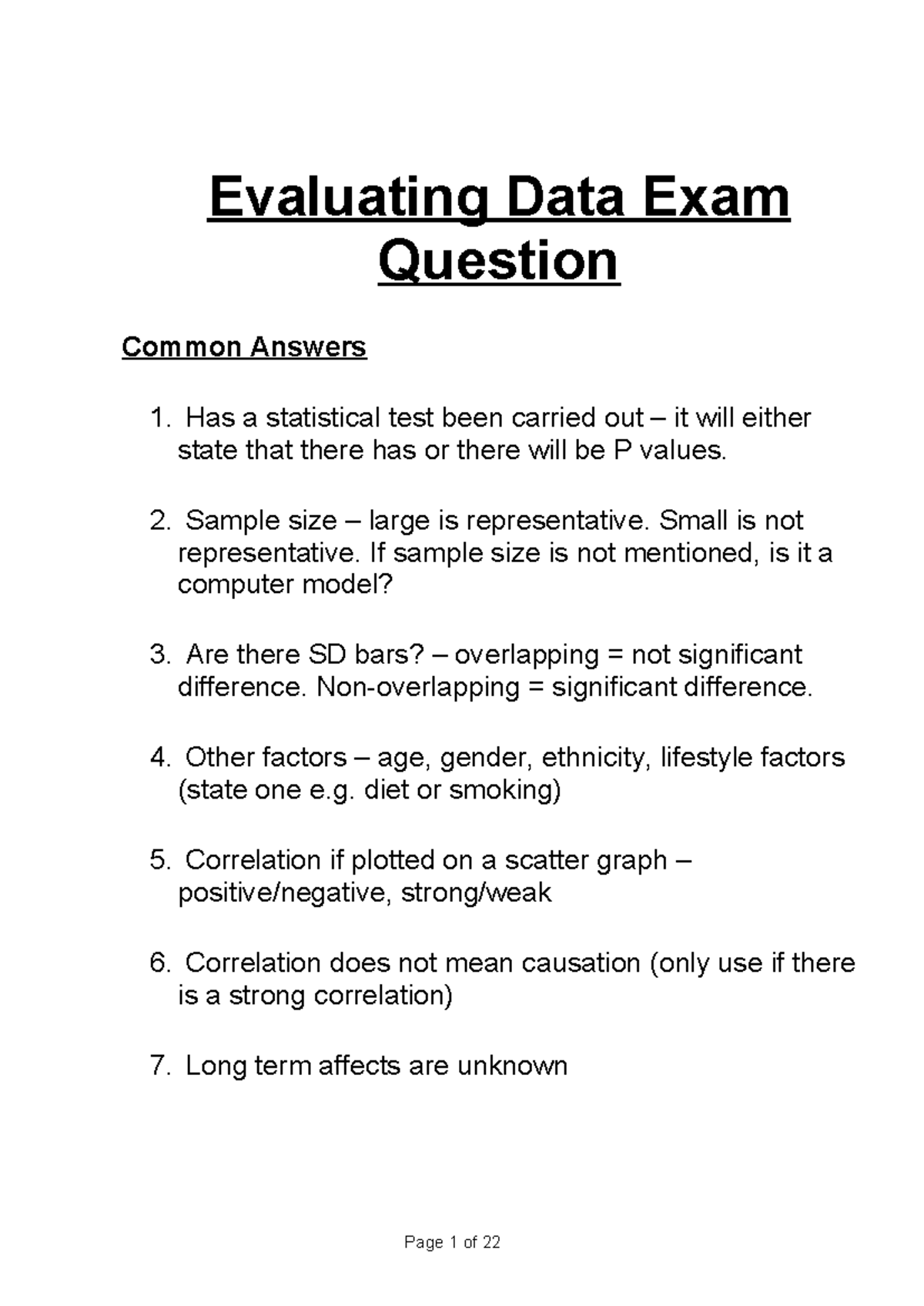 Evaluating Data Exam Questions for Course Code: 1 - Studocu
