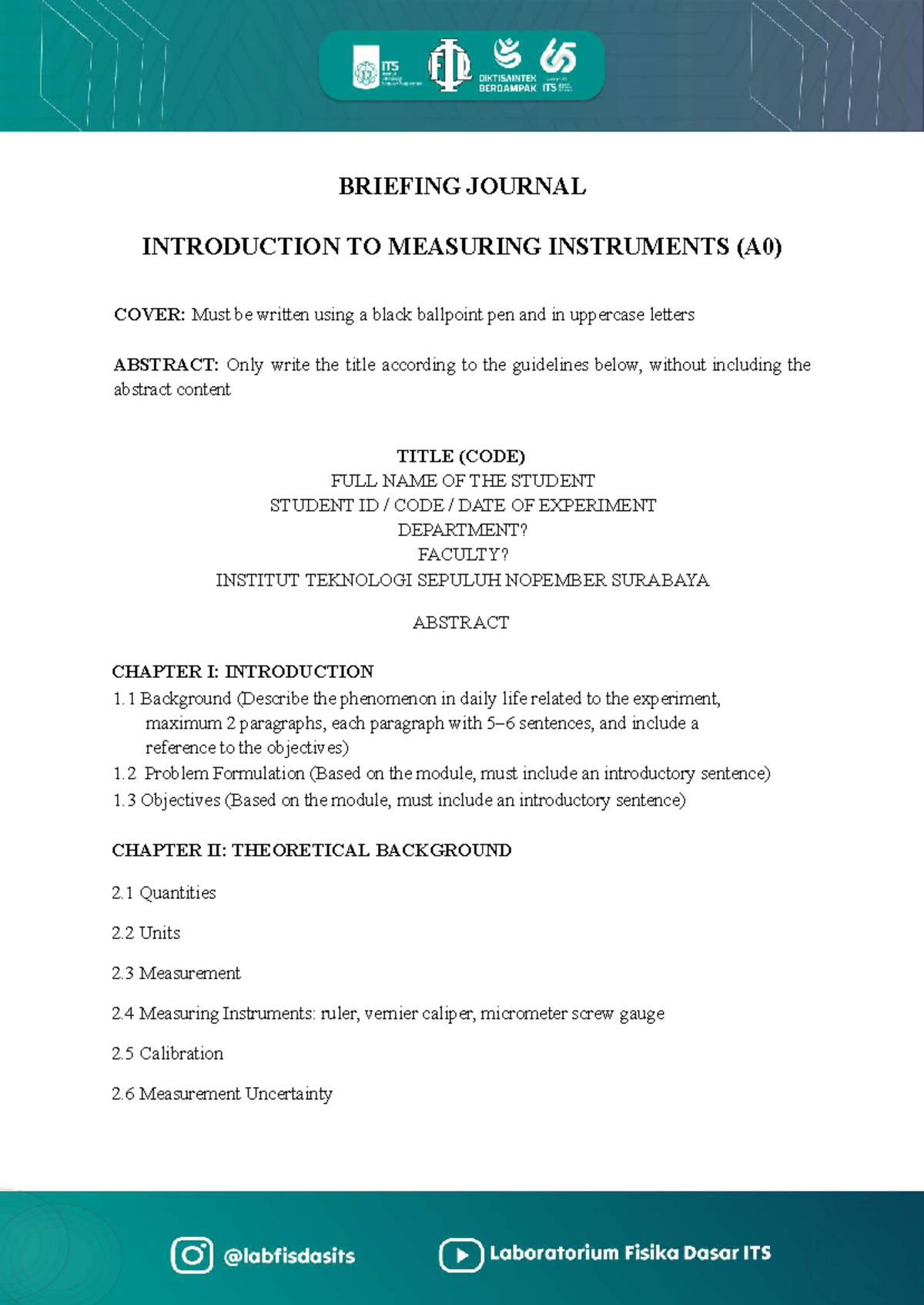 Briefing Journal: Intro to Measuring Instruments (A0) - Studocu