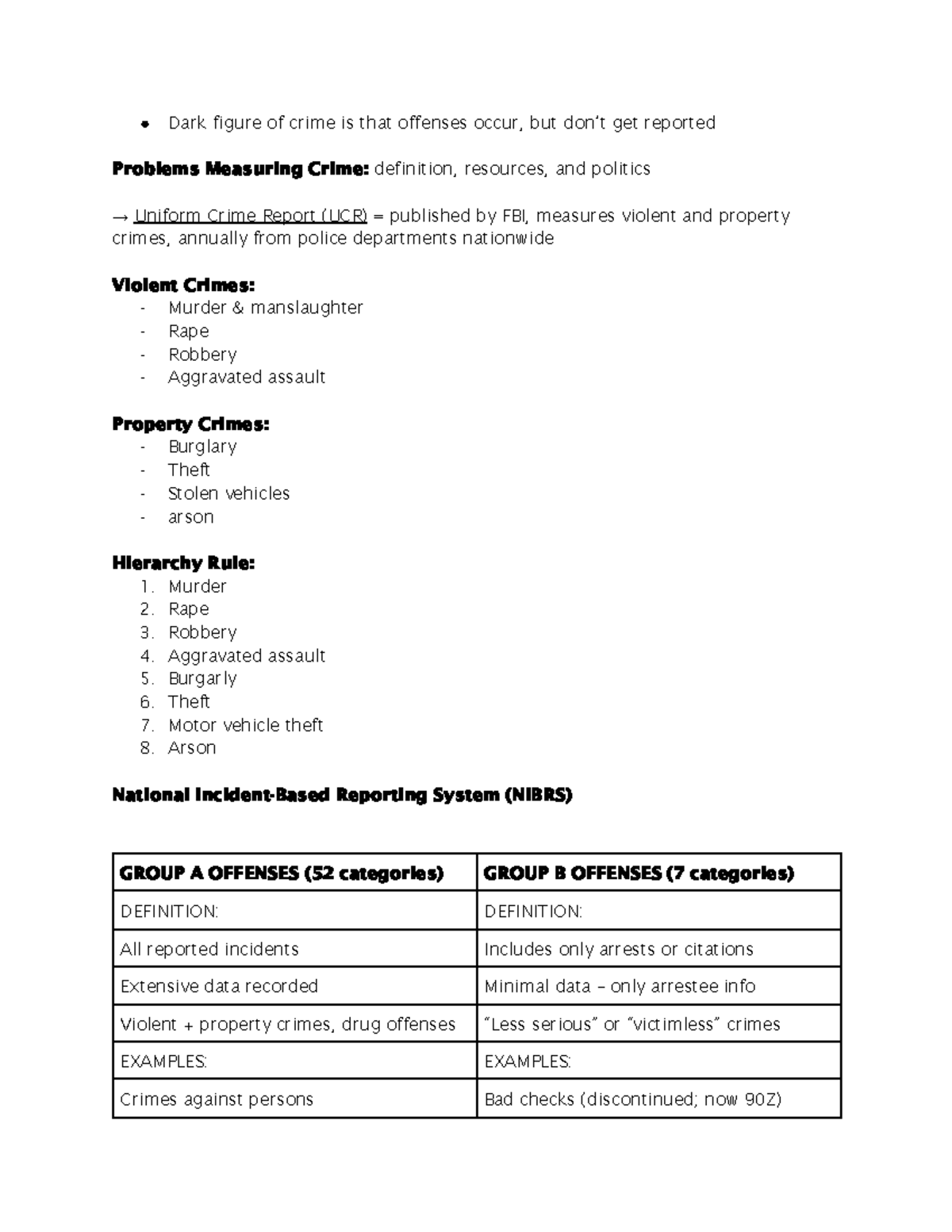 Measuring Crimes & Victims: Understanding UCR, NIBRS, and NCVS - Studocu