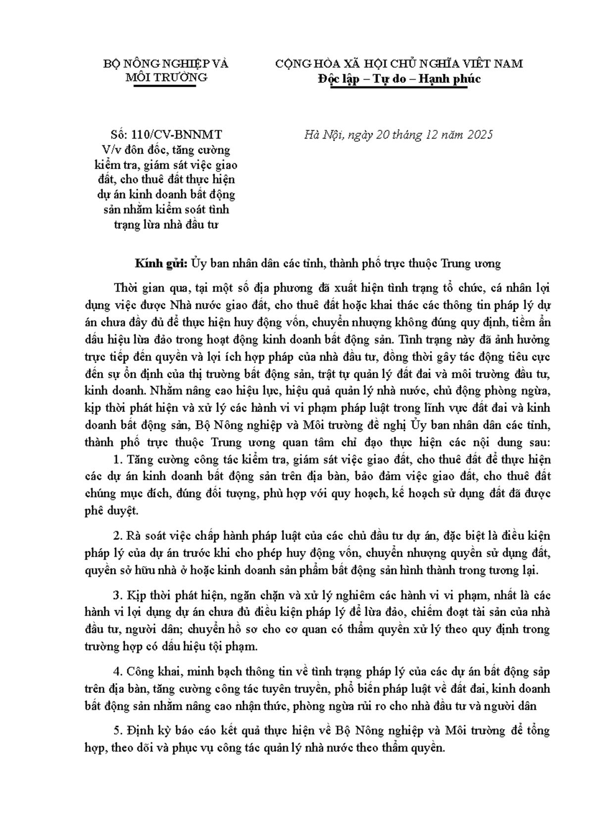 CV Đôn Đốc CCC (Số 3) về Kiểm Tra Đất Đai và BĐS - Studocu