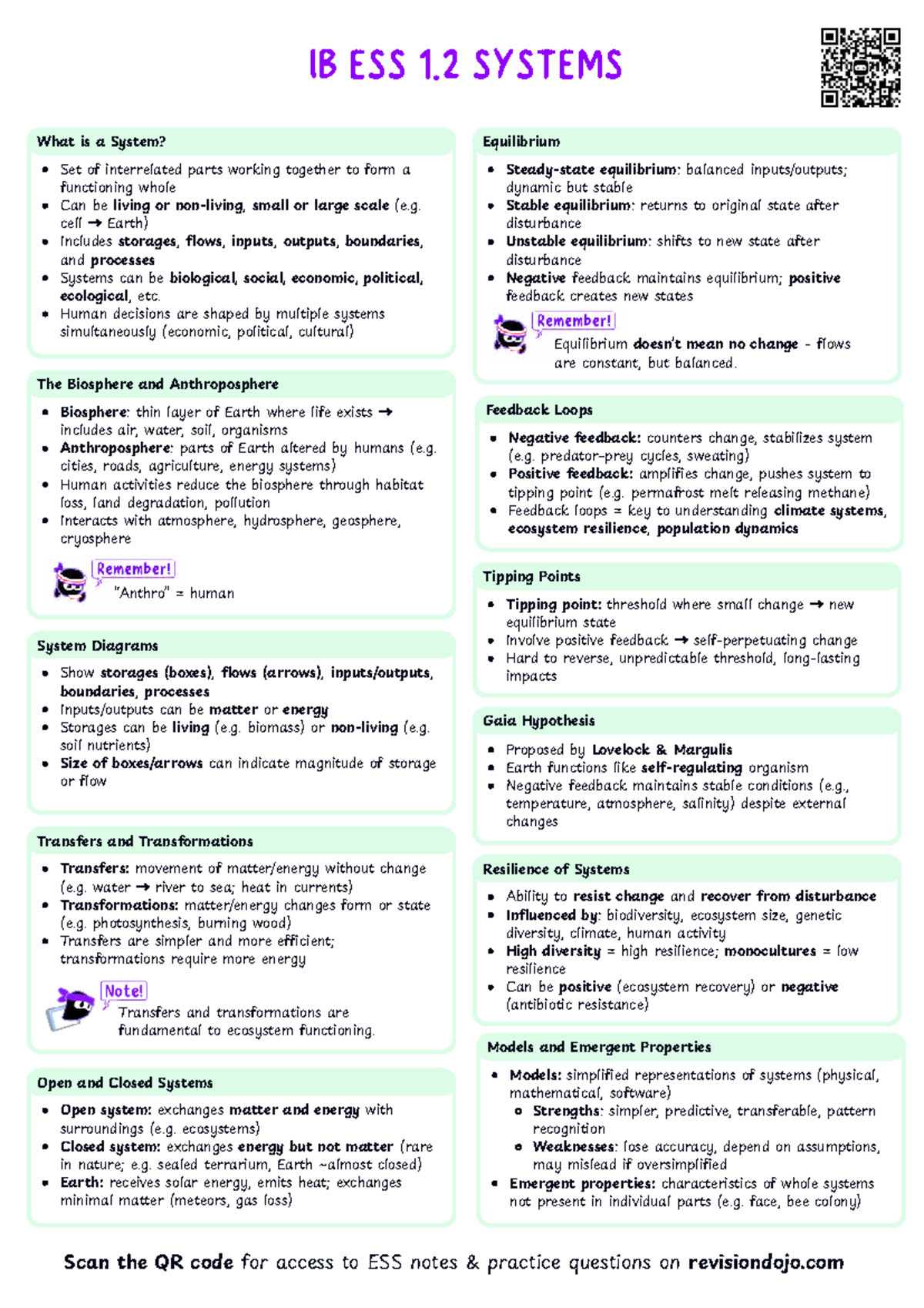 IB ESS 1.2 Systems: Key Concepts and Cheat Sheet - Studocu