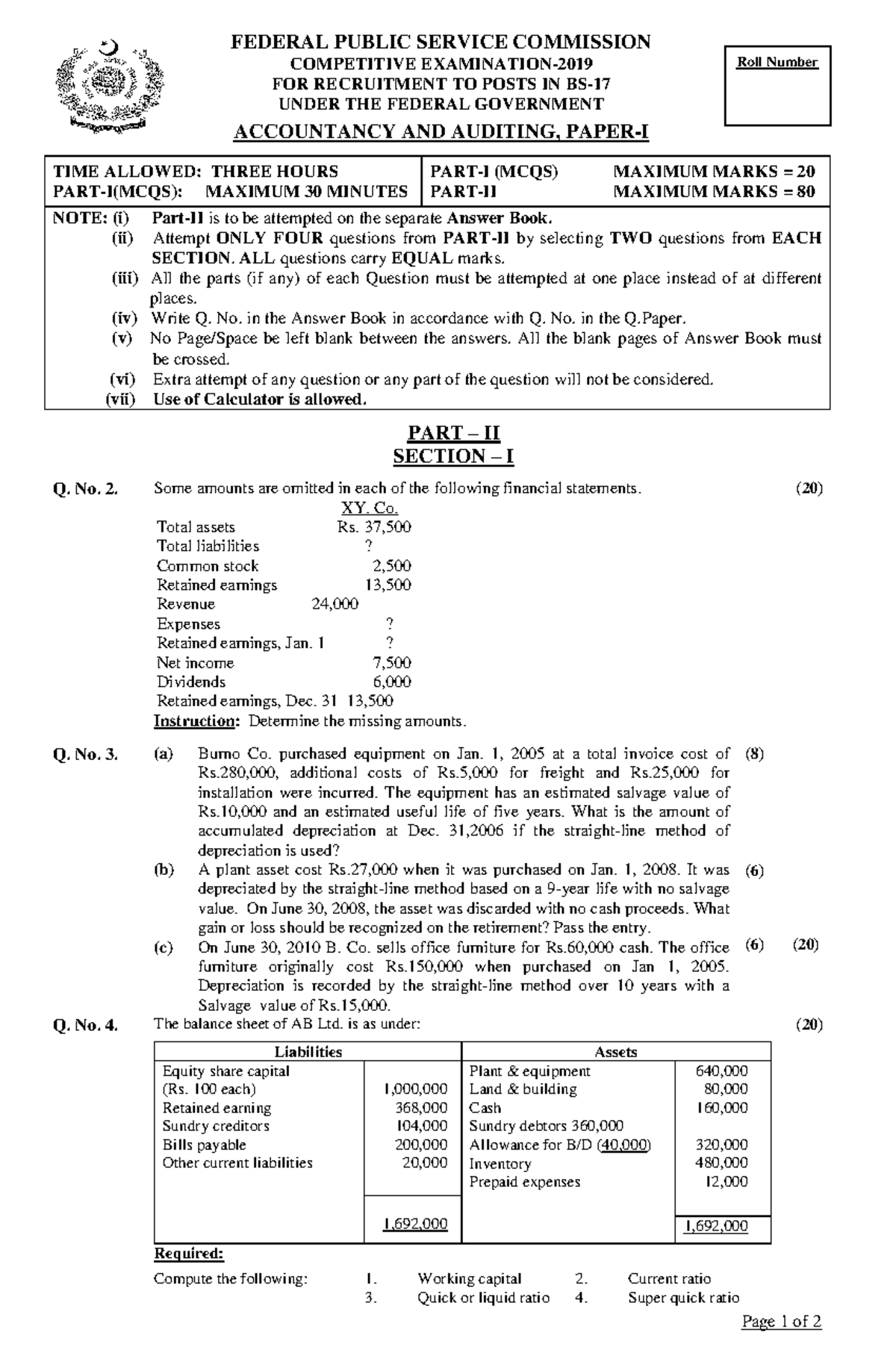 Accountancy & Auditing 2019: Exam Paper with Comprehensive Guidelines ...